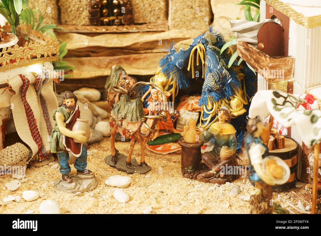 Arab style nativity scene - small shop Stock Photo - Alamy