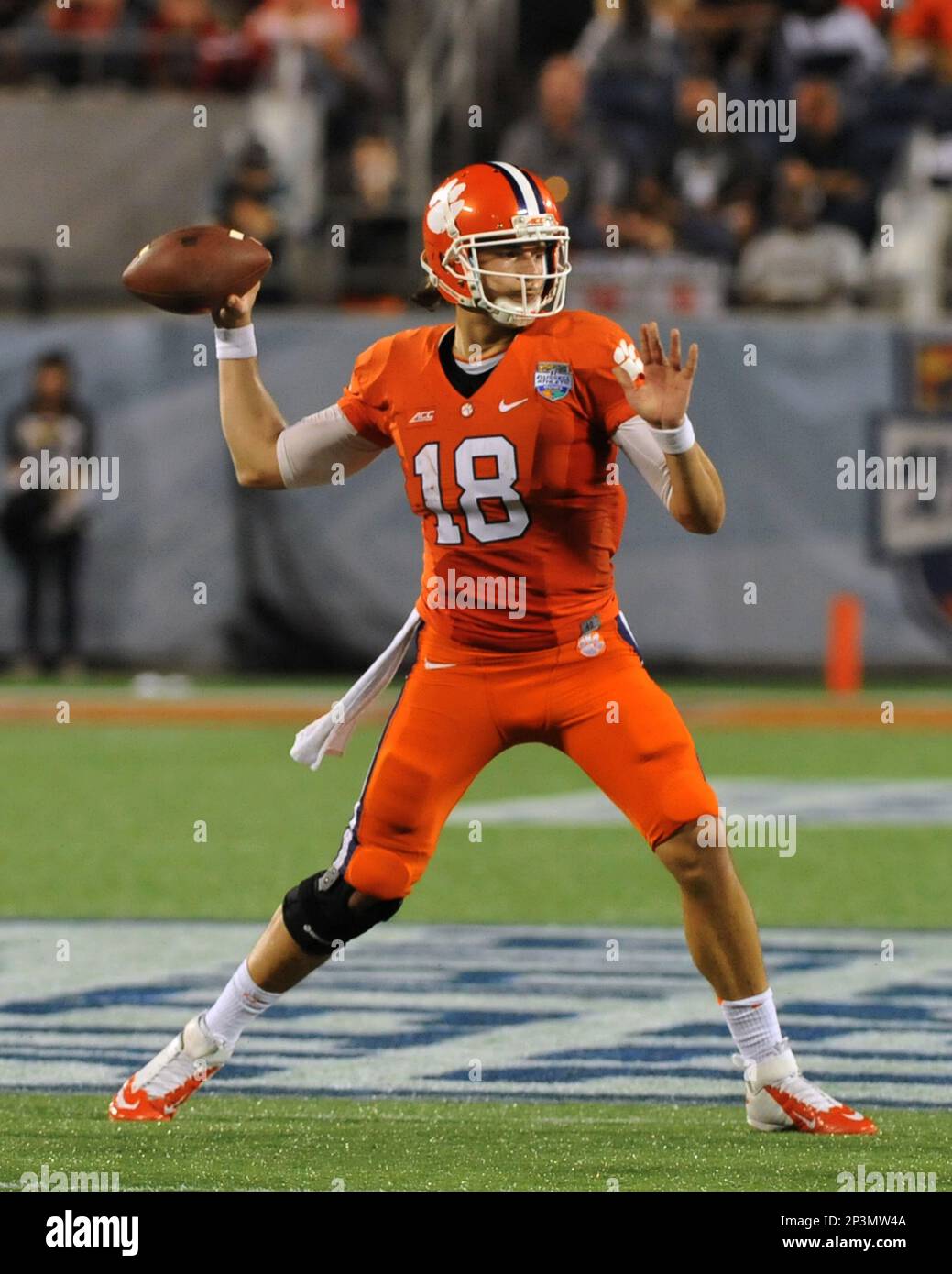 Quarterback Cole Stoudt (18) of the Clemson Tigers sets to pass against ...