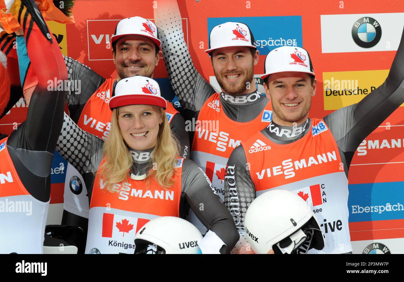 Canada's third placed team with Samuel Edney, Alex Gough, Tristan ...