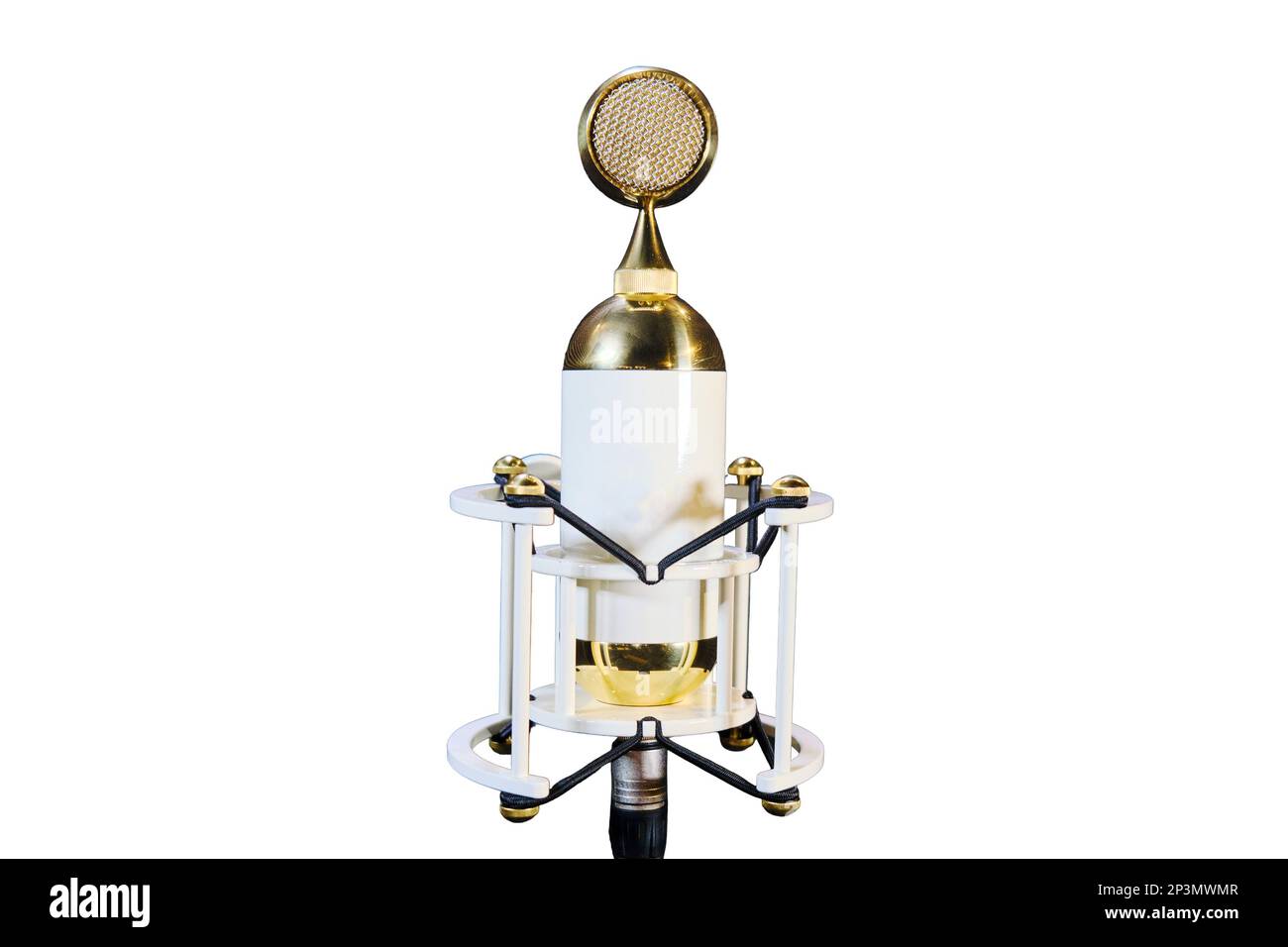 Condenser microphone with a wide membrane, isolated on a white ...