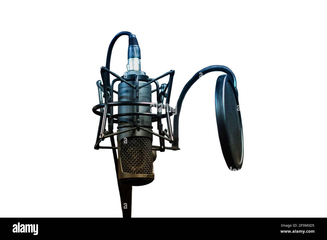 Microphone close - up on the background of a professional recording ...