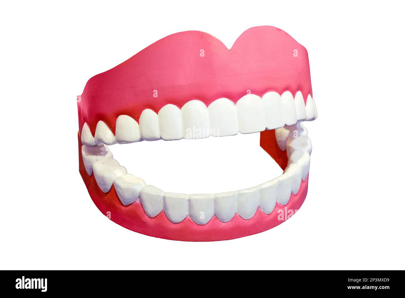 Mockup of a large false jaw of a person in a playroom, isolated on a ...