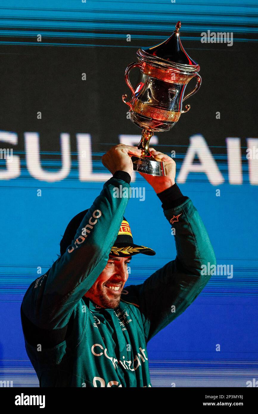 ALONSO Fernando (spa), Aston Martin F1 Team AMR23, portrait celebrates ...