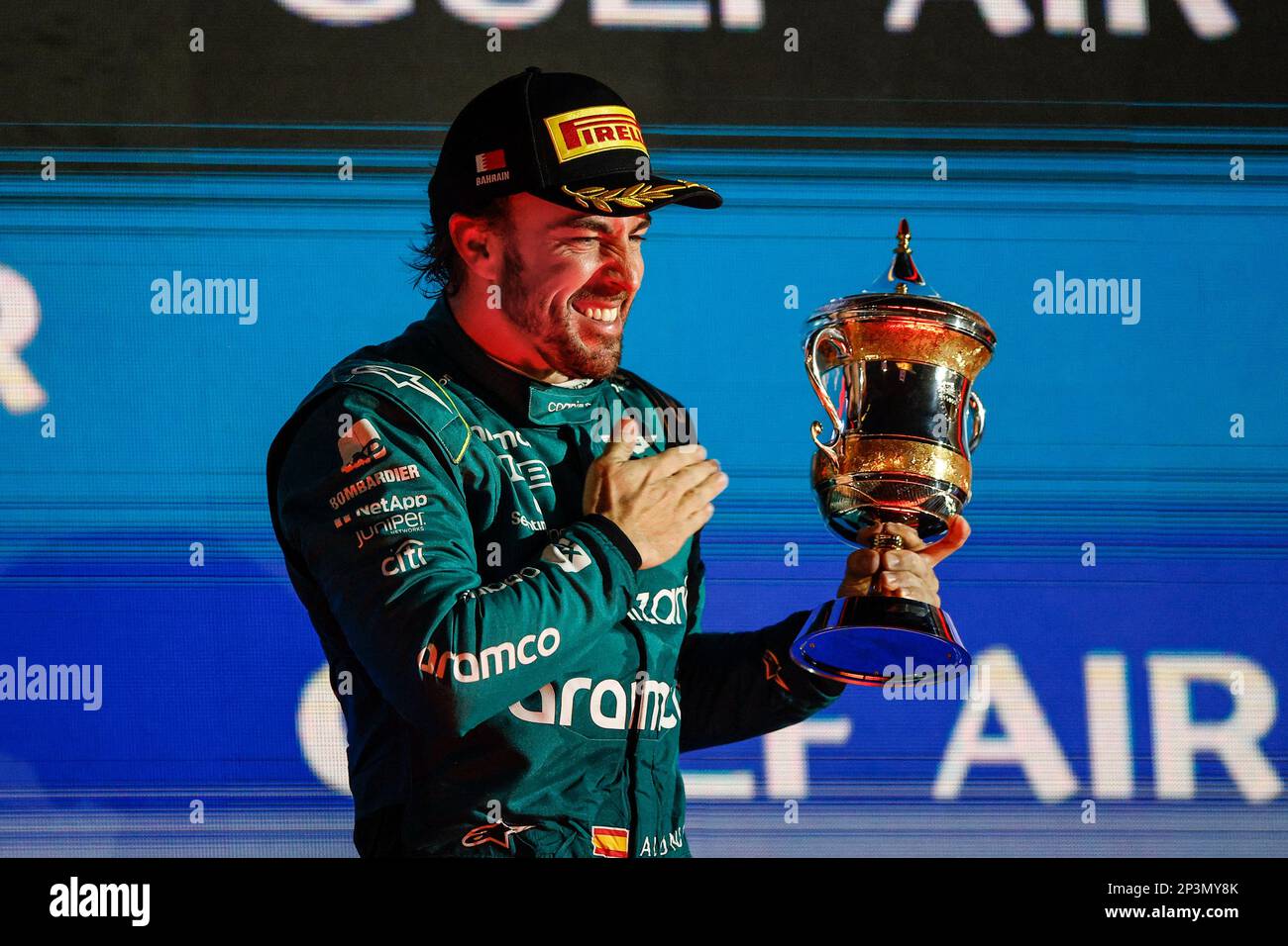 ALONSO Fernando (spa), Aston Martin F1 Team AMR23, portrait celebrates ...