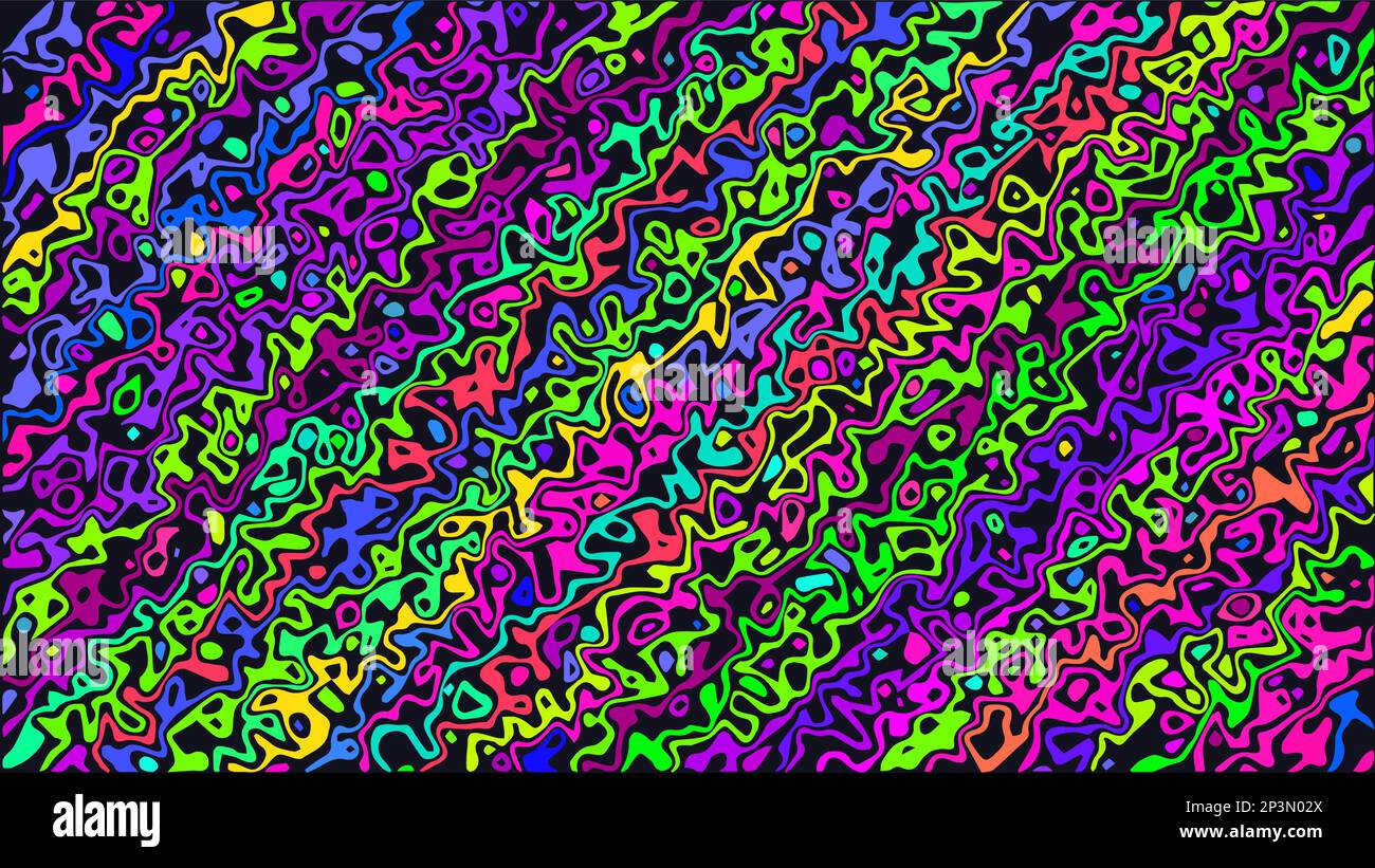 Trippy strip psychedelic pattern. Neon color wavy background Stock ...