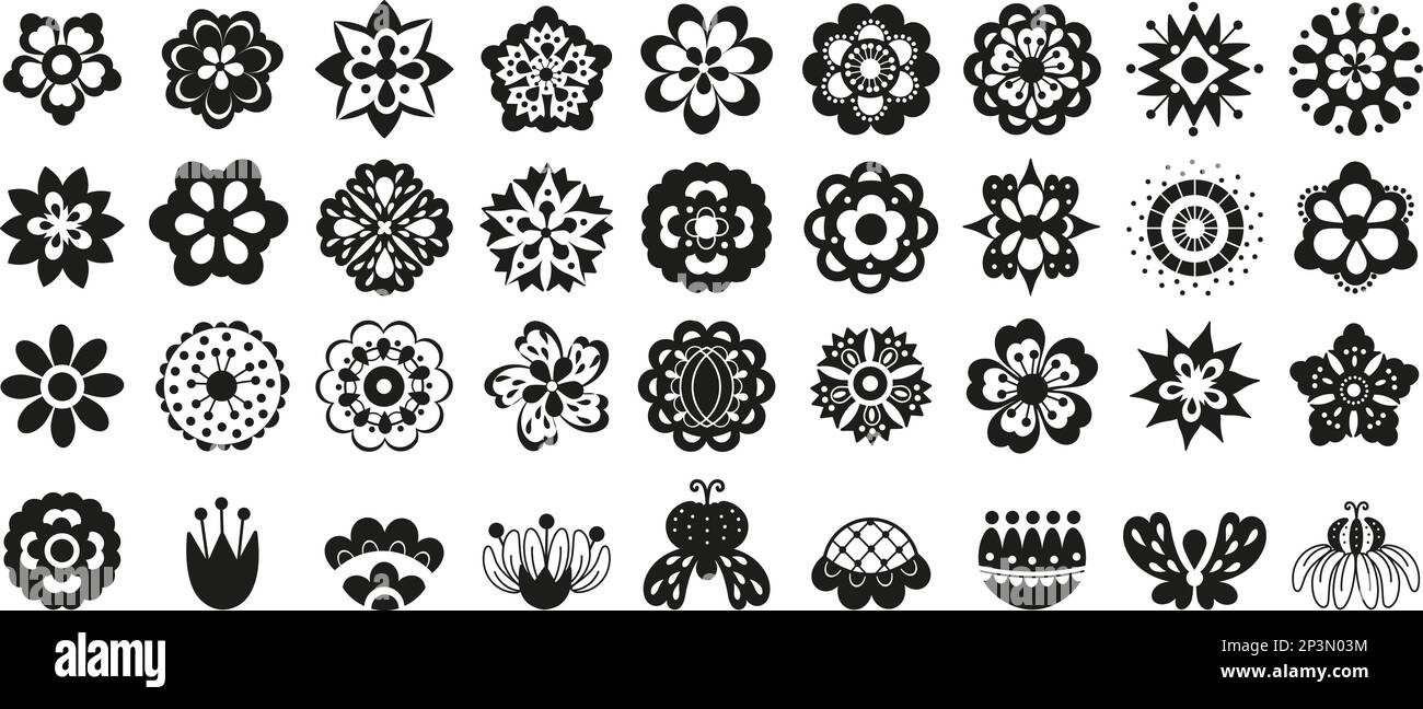Rose flower black pictogram hi-res stock photography and images - Alamy