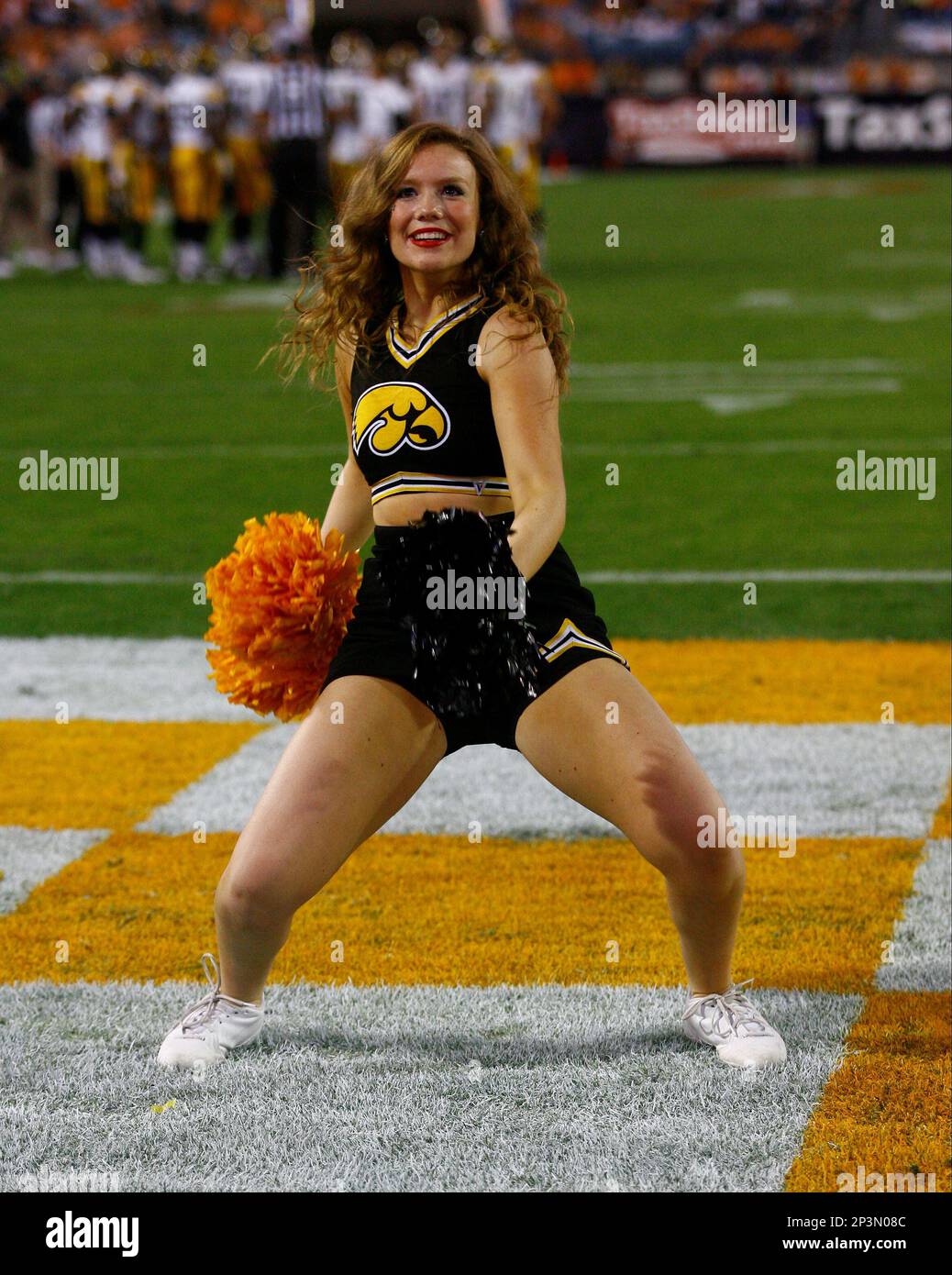 January 02 2015: An Iowa Hawkeyes cheerleader performing. The Tennessee ...