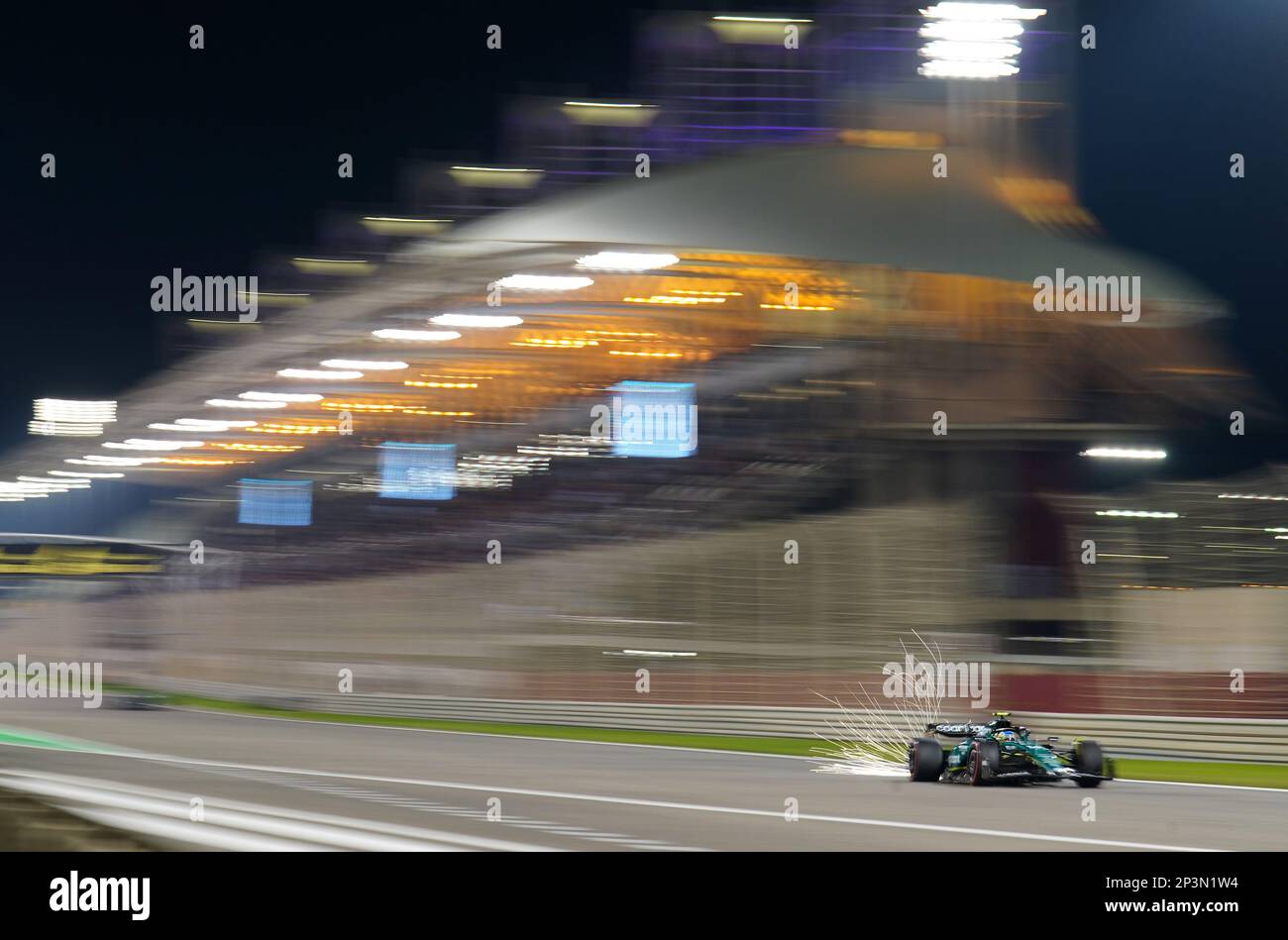 Aston Martin's Fernando Alonso during the Bahrain Grand Prix at the ...