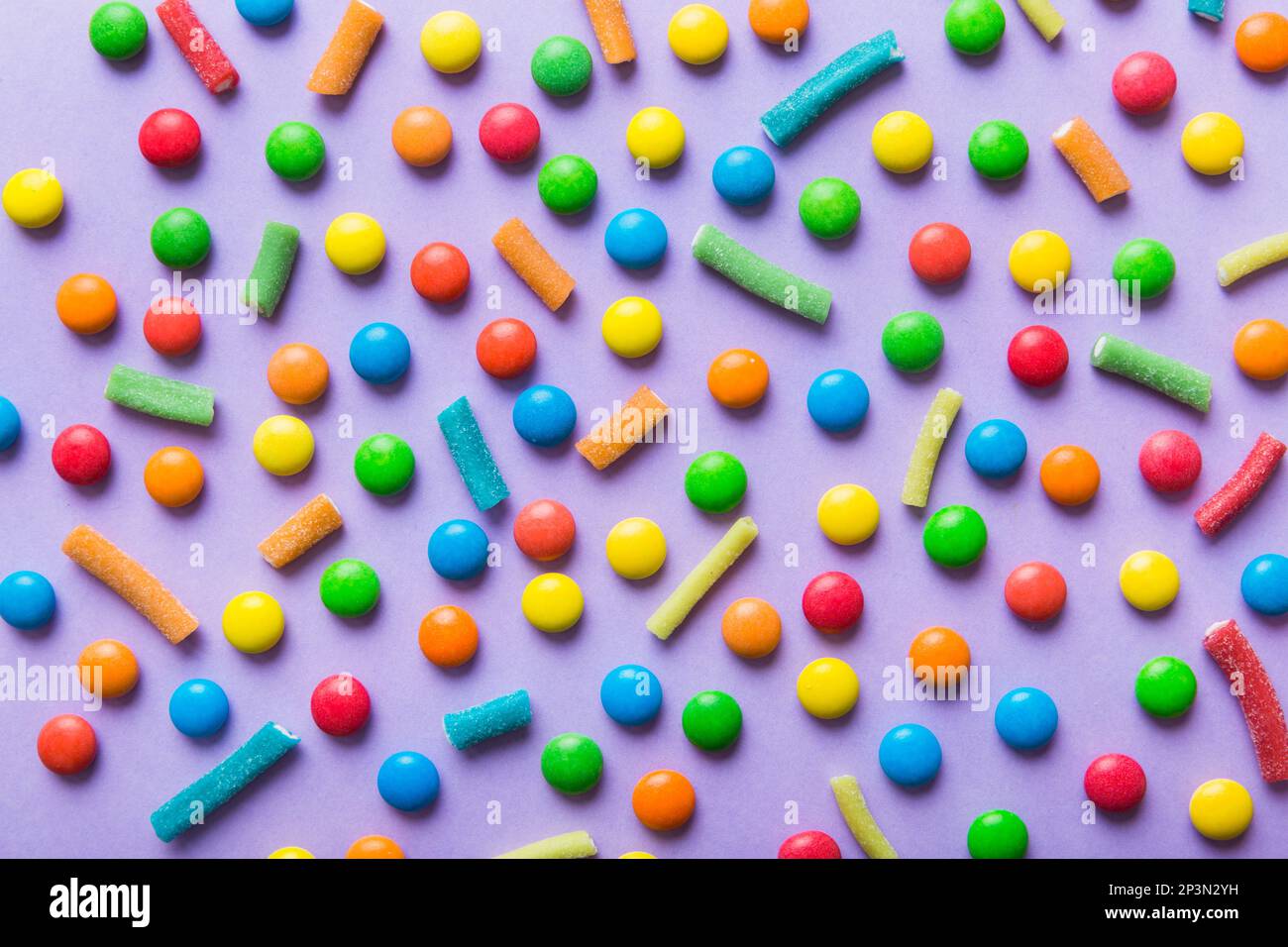 colorful candies as background top view. Seamless pattern with candy ...