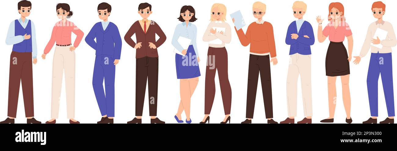 Young adult business characters. Secretary managers in suit, corporate ...