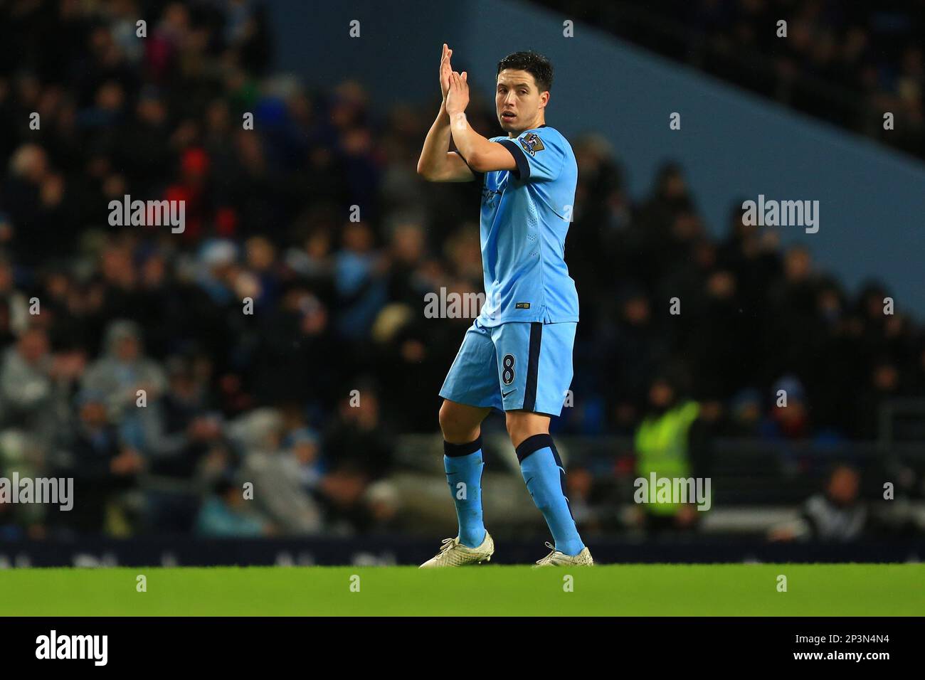 Jan. 1, 2015 - Manchester, United Kingdom - Samir Nasri of Manchester City applauds the fans ...
