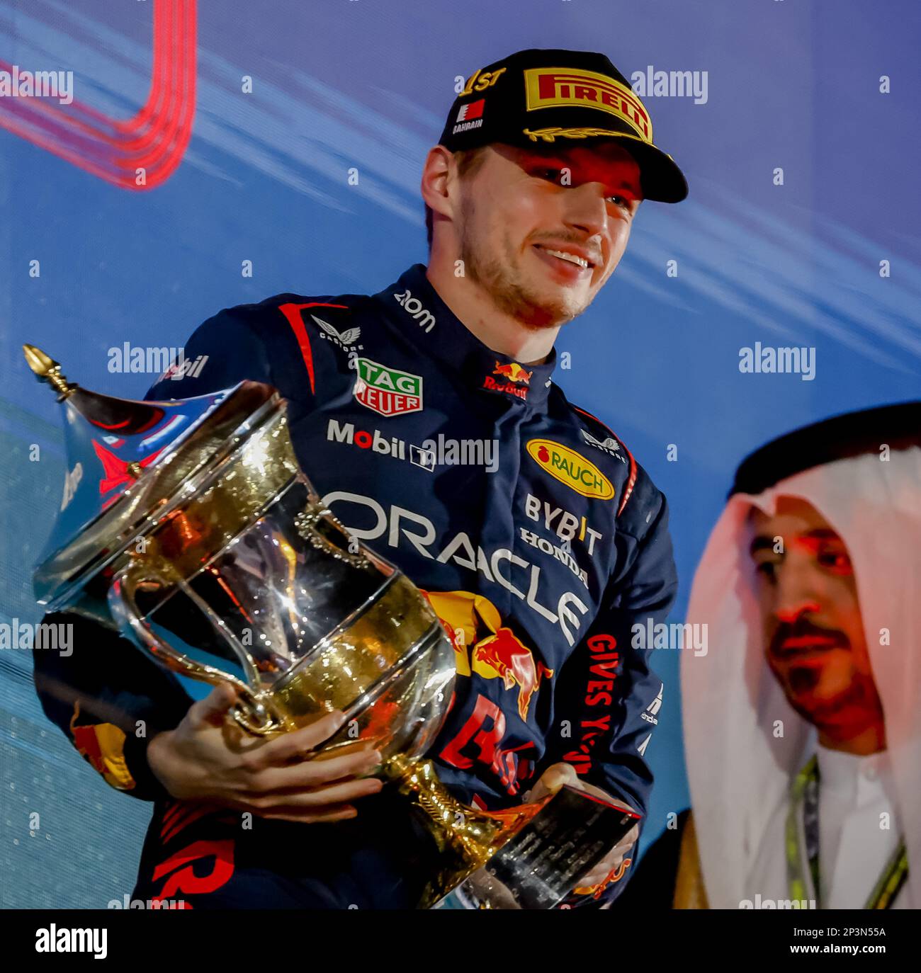 BAHRAIN - Max Verstappen (Red Bull Racing) celebrates victory at the ...