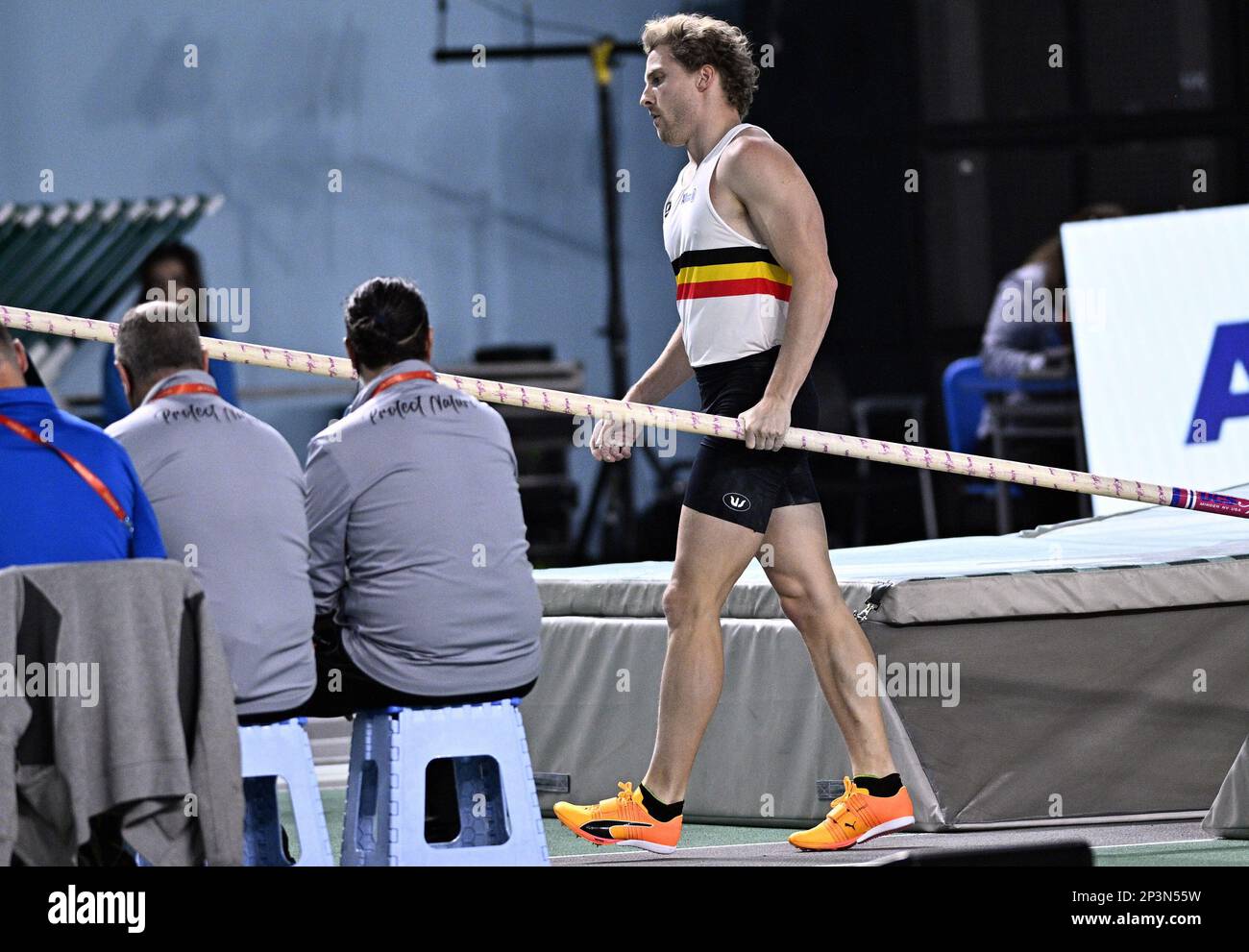 Belgian Ben Broeders pictured during the men's pole vault final at the ...