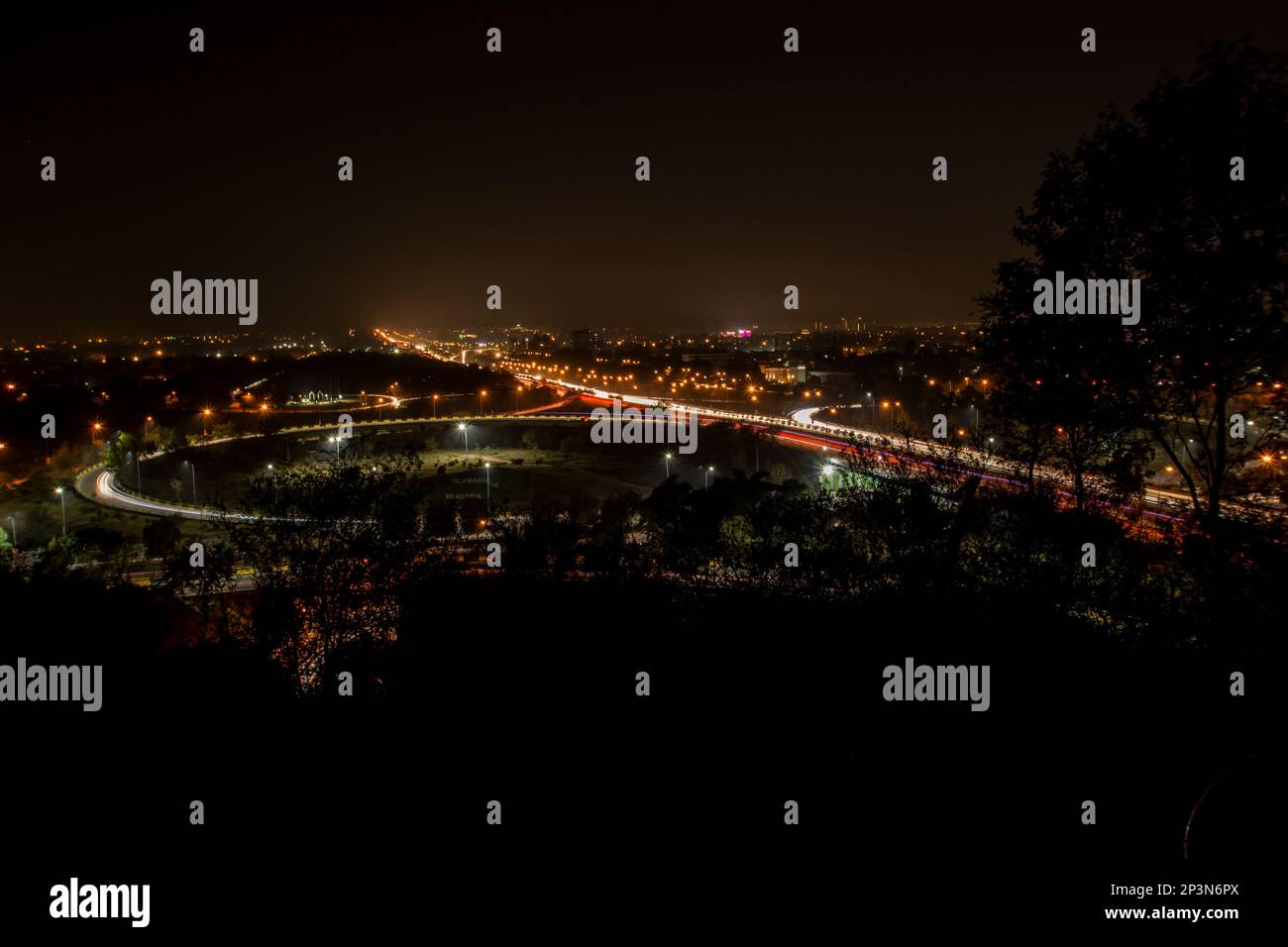 Abstract speed technology background with Pakistan City night scenes ...