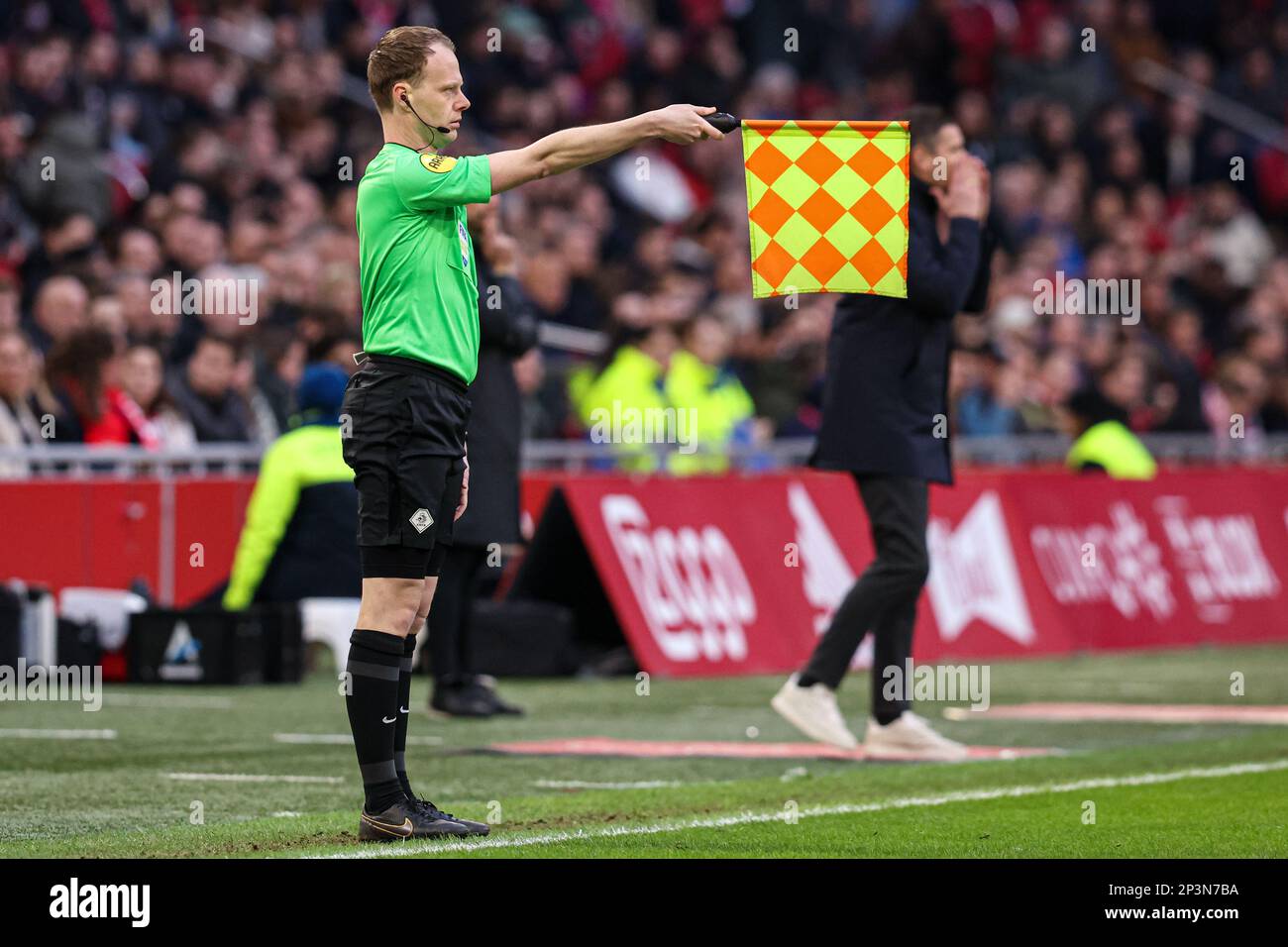 AMSTERDAM, NETHERLANDS - MARCH 5: assistant referee Roy de Nas during ...