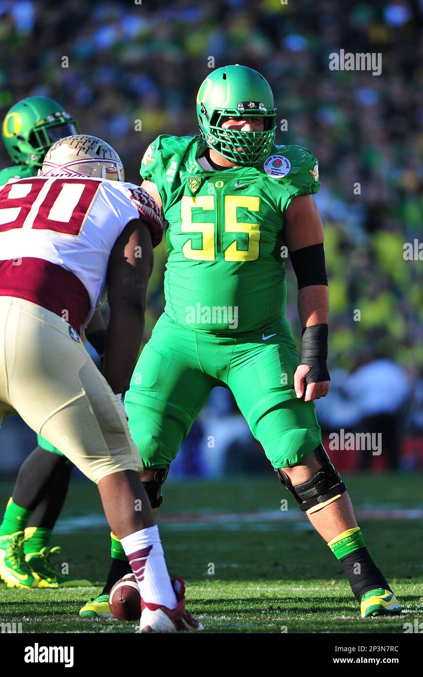 January 01, 2015 Pasadena, CA: Hroniss Grasu #55 of Oregon during the ...