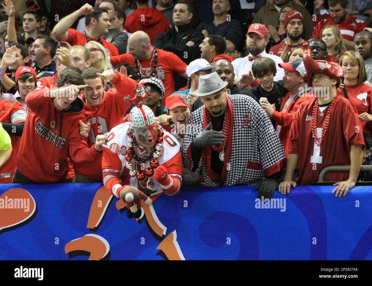 January 1, 2015: Ohio State fans celebrate while Alabama fans are ...