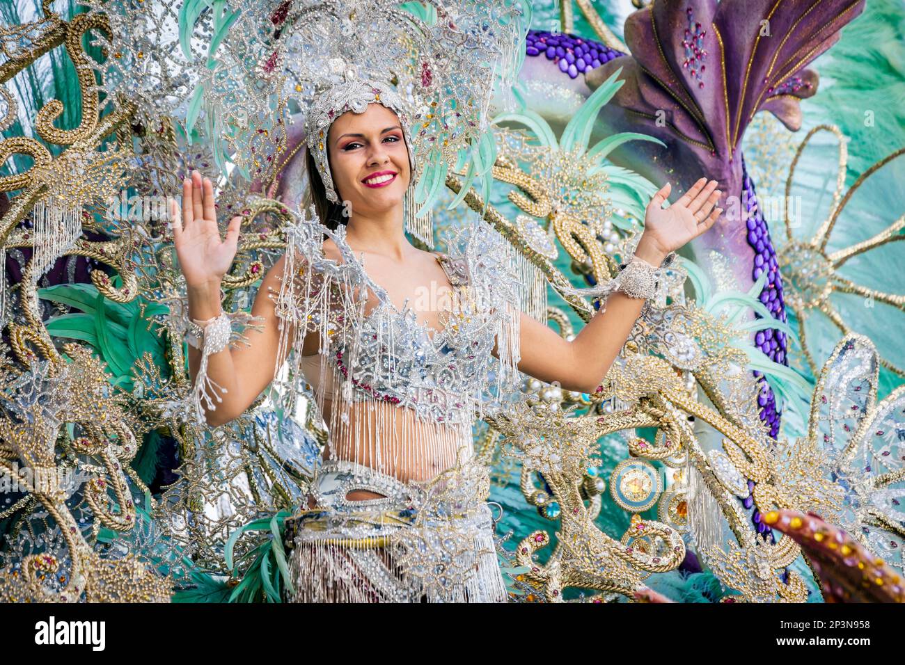 SANTA CRUZ DE TENERIFE, SPAIN - February 21, 2023: Coso Parade, or Final Parade, Tenerife ...