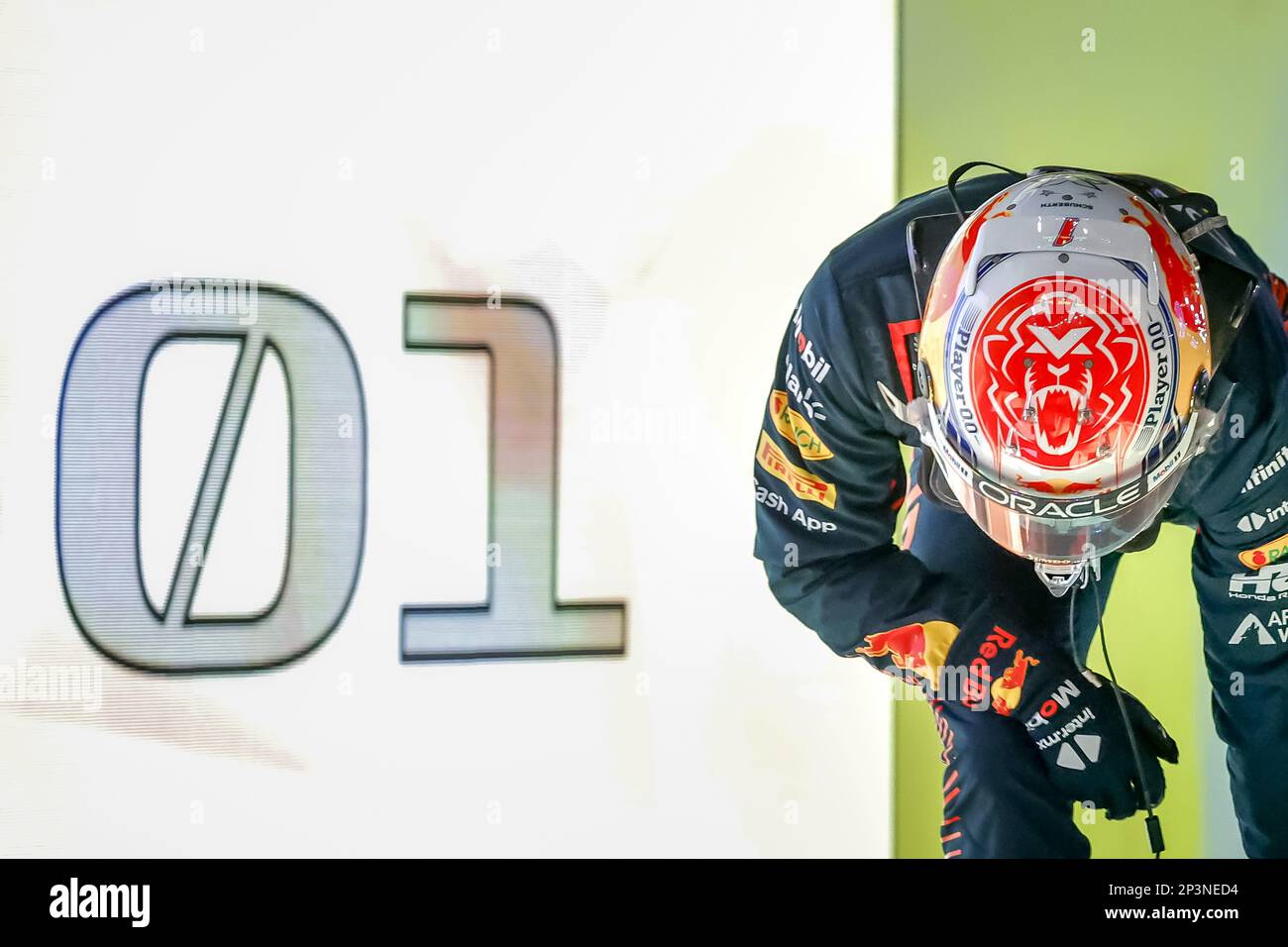 BAHRAIN - Max Verstappen (Red Bull Racing) celebrates victory at the ...