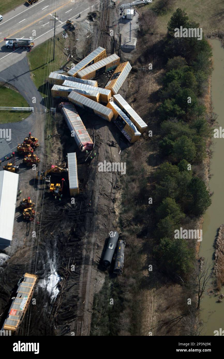 Springfield, OH, USA. 5th Mar, 2023. Aerial view of a Norfolk Southern ...