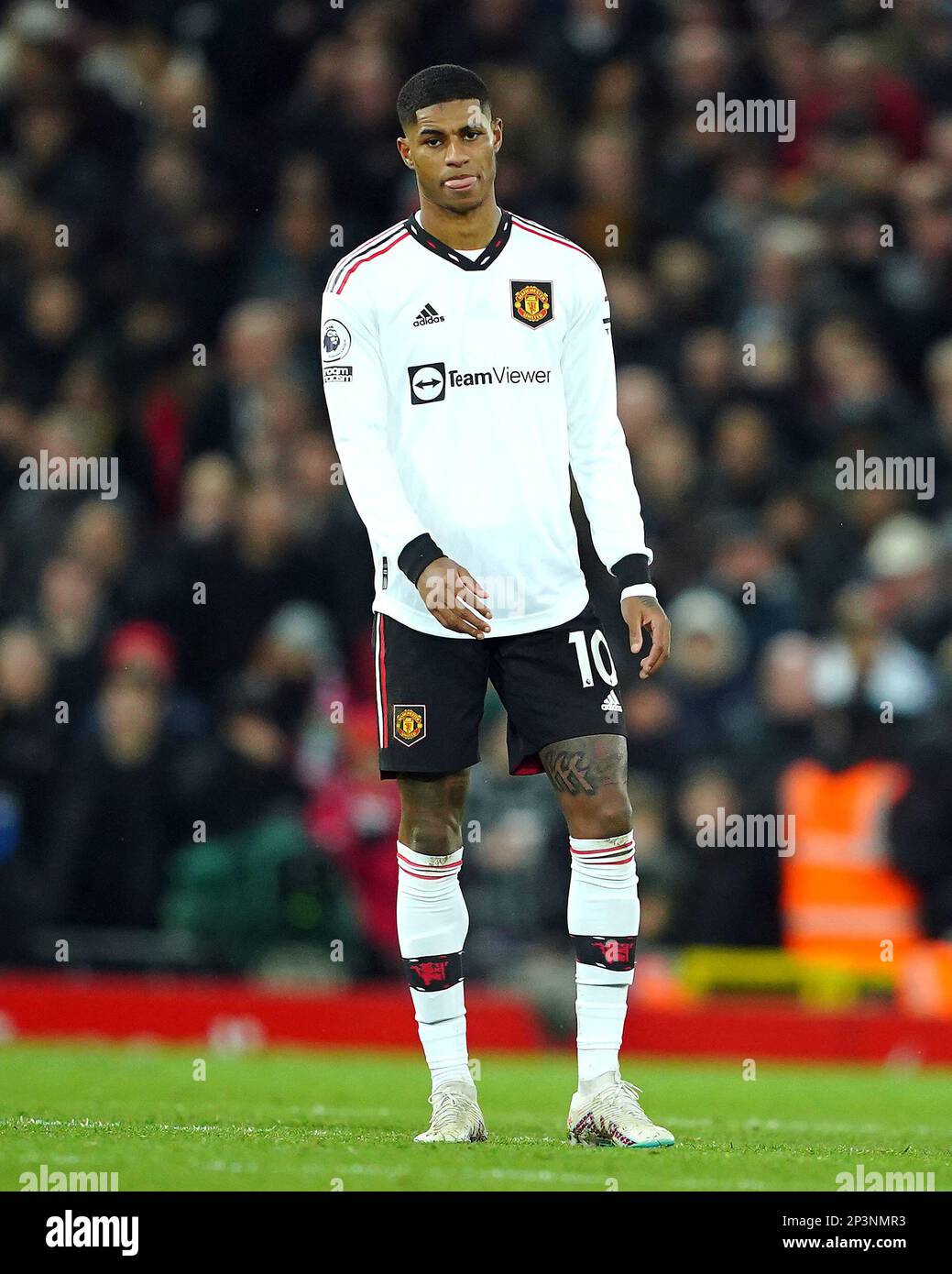 Manchester United's Marcus Rashford looks frustrated during the Premier ...