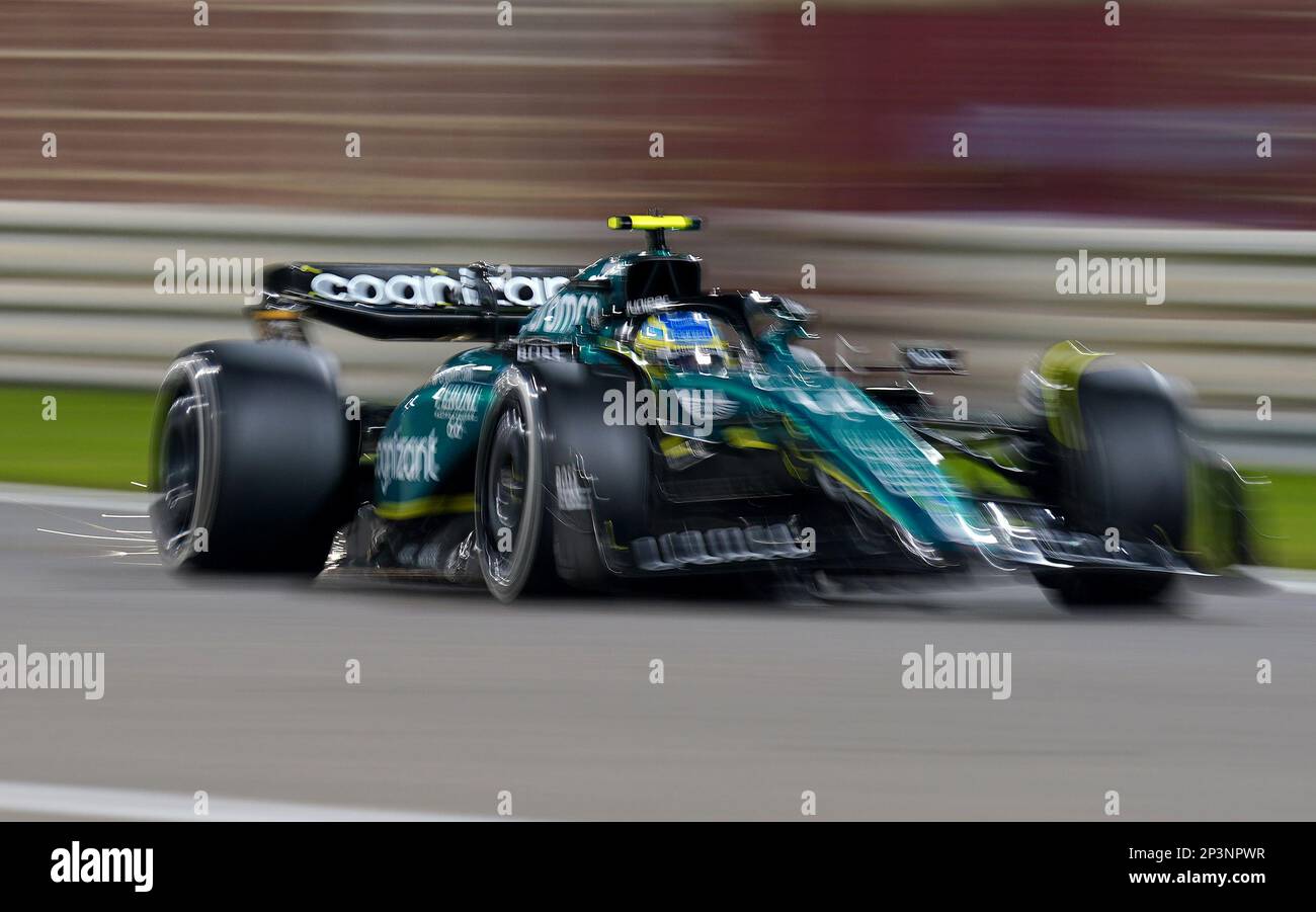 Aston Martin's Fernando Alonso during the Bahrain Grand Prix at the ...