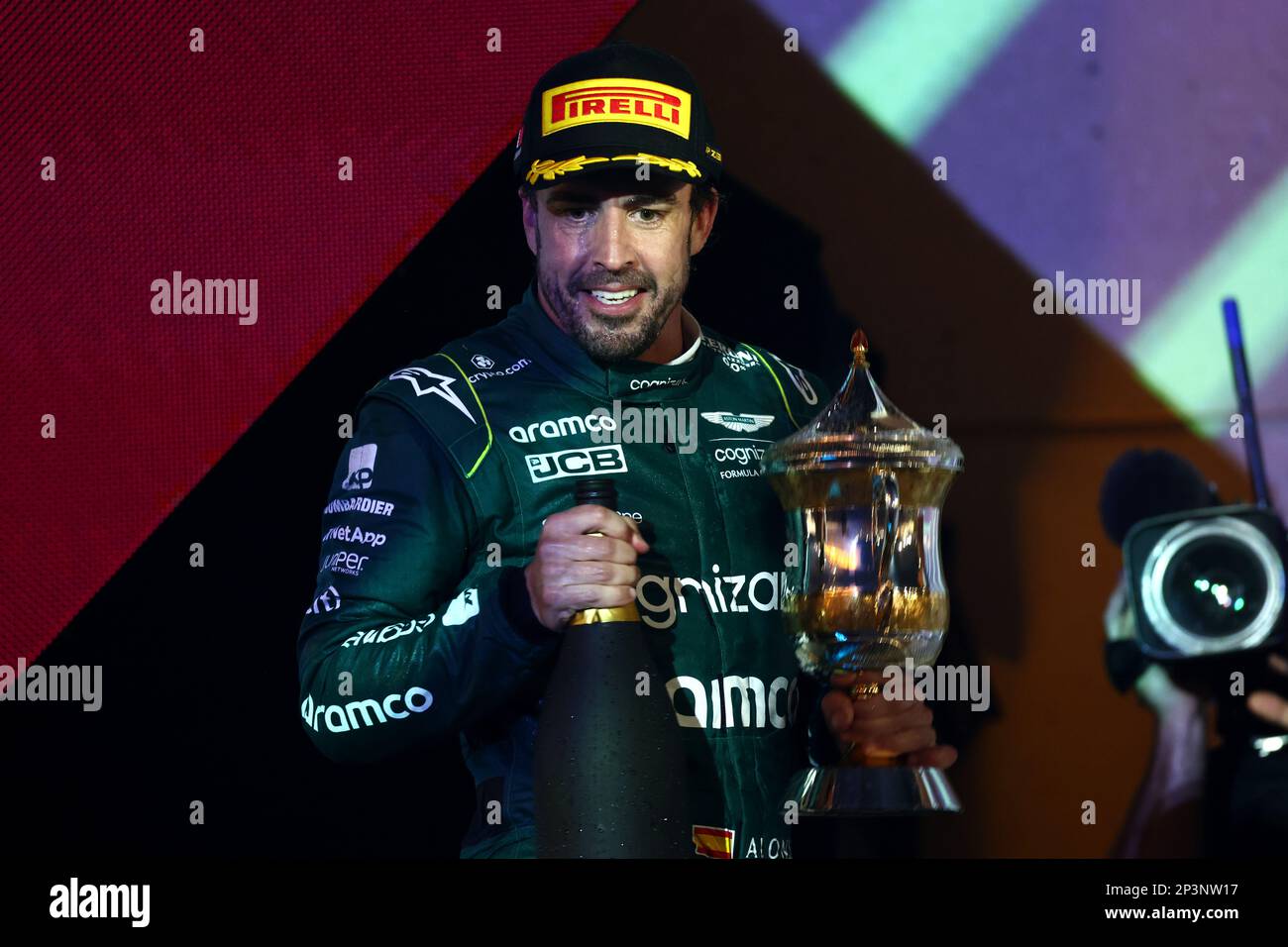 Fernando Alonso (ESP) Aston Martin F1 Team celebrates his third ...