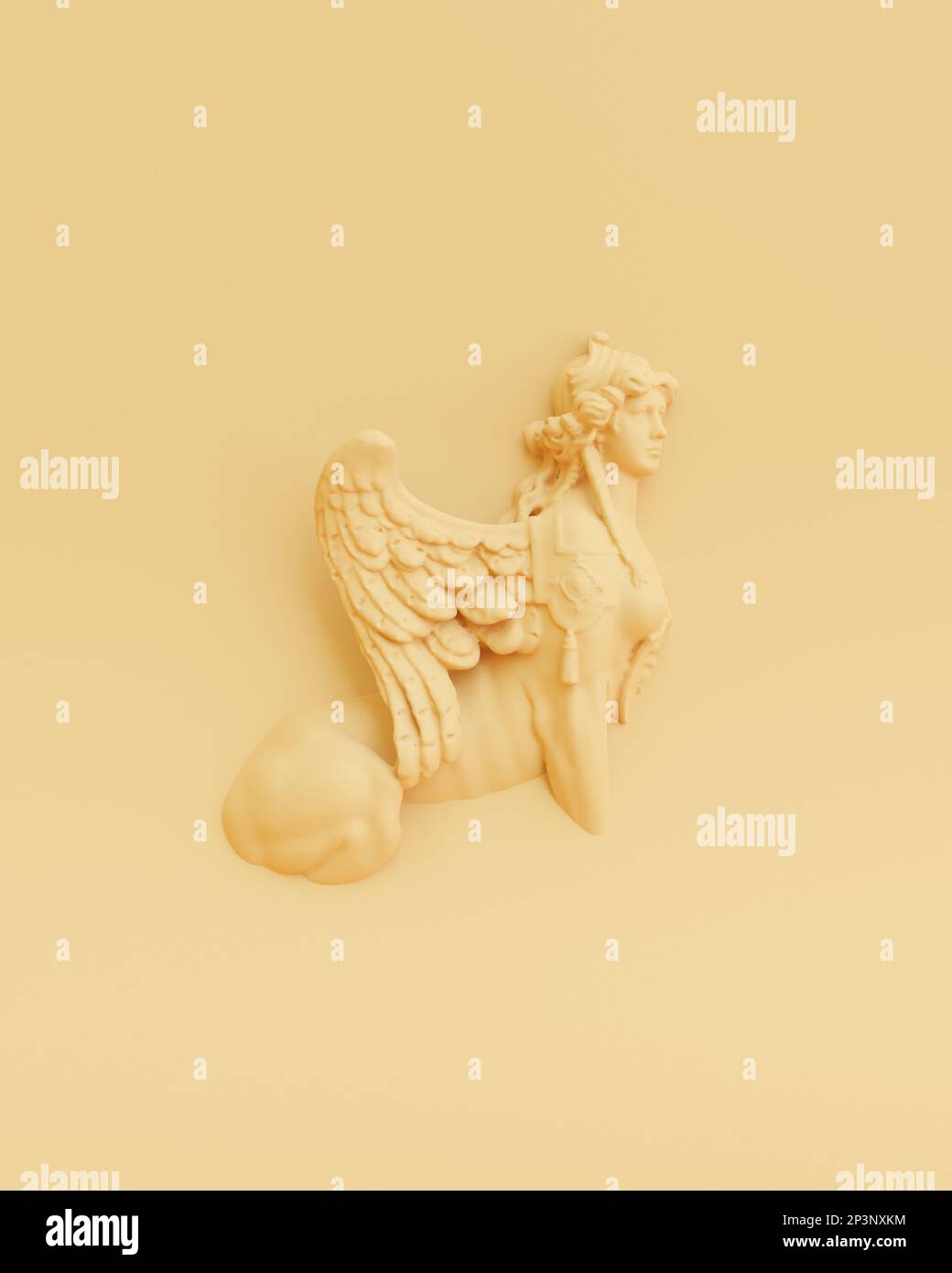 Statue of an ancient Greek sphinx from public domain, 3d rendering in ...