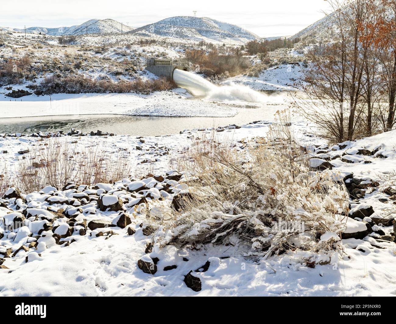 Boise River at Lucky Peak in winter Stock Photo - Alamy