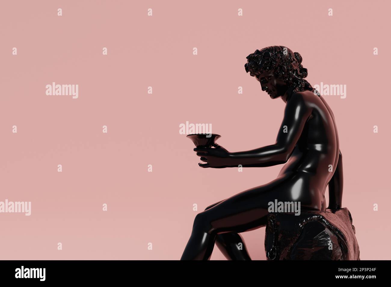 Statue of Bacchus, god of wine, 3d rendering of a public domain art ...