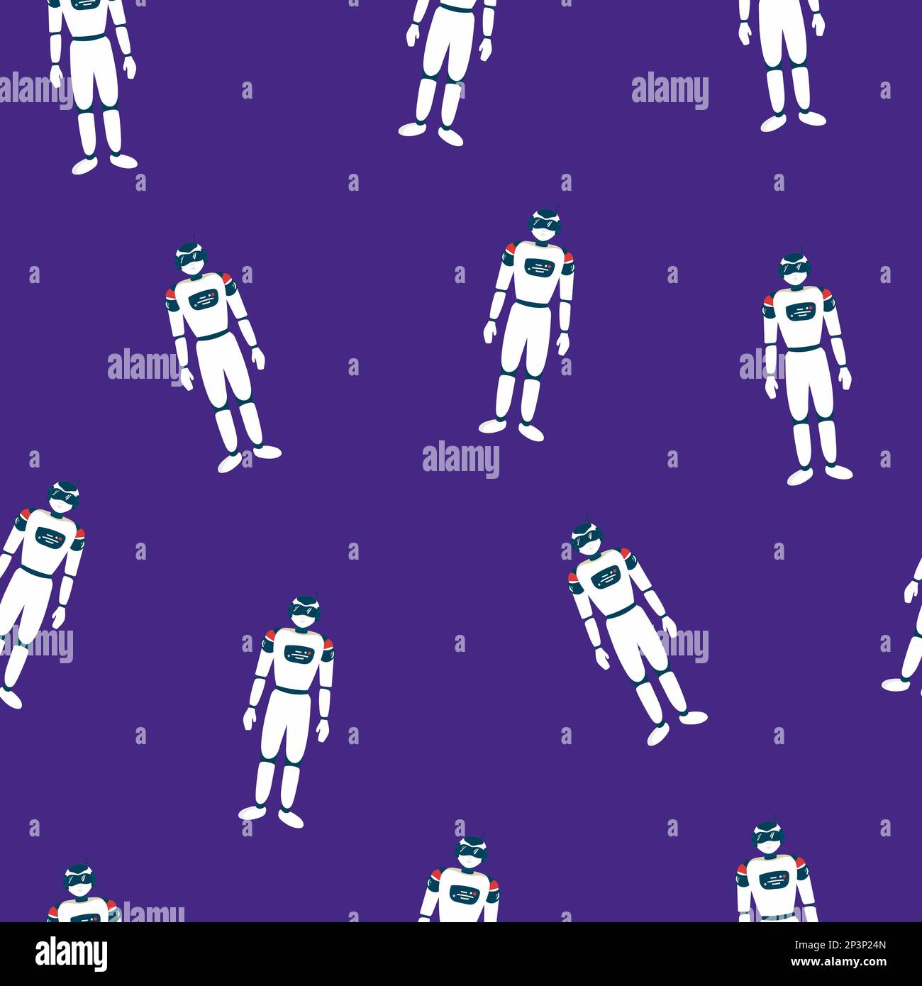 seamless Robot pattern, cartoon vector illustration. hand drawing Stock Vector Image & Art - Alamy