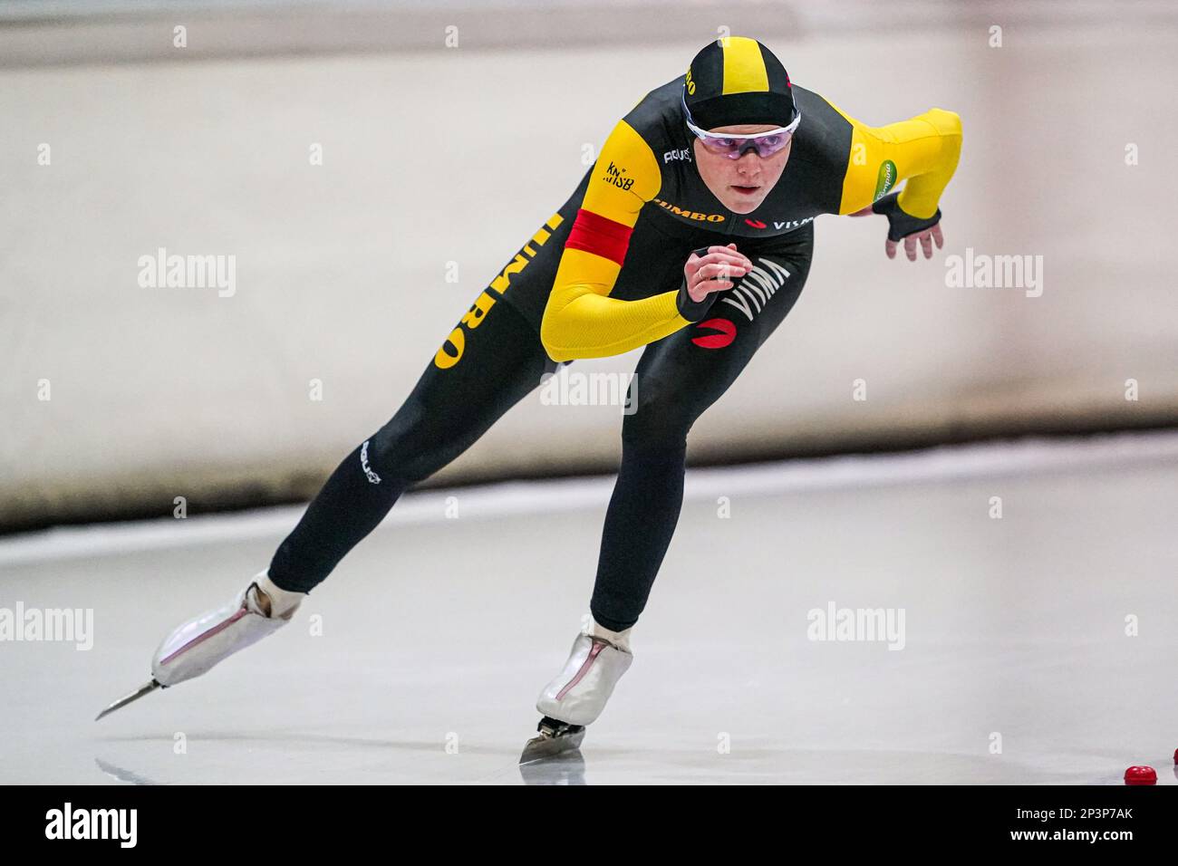 ENSCHEDE, NETHERLANDS - MARCH 5: Myrthe de Boer competing on the 1000m ...