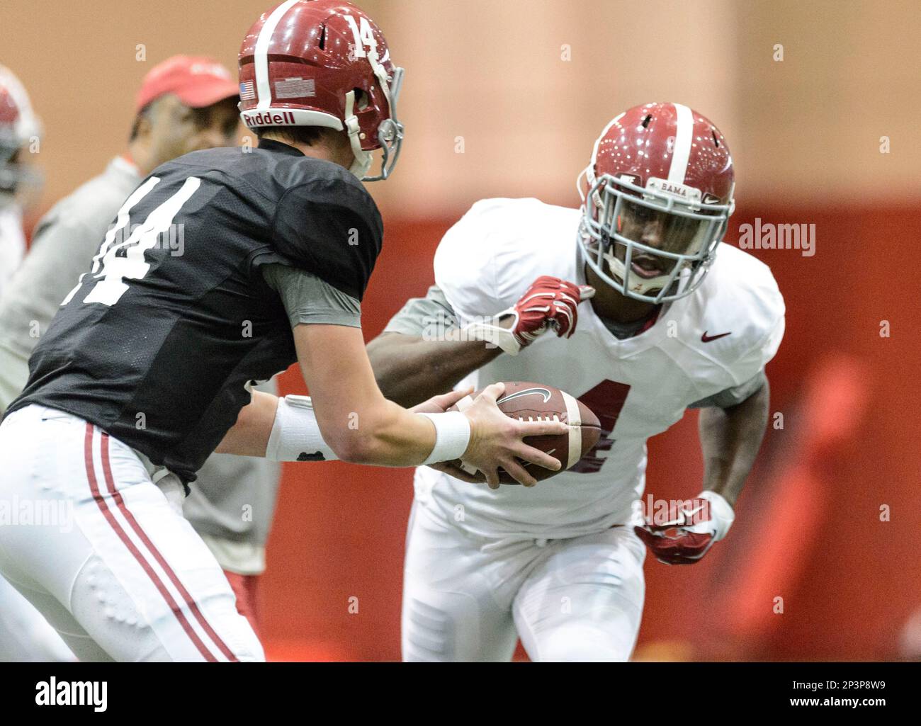 Alabama quarterback Jacob Coker (14) hands off to running back T.J ...