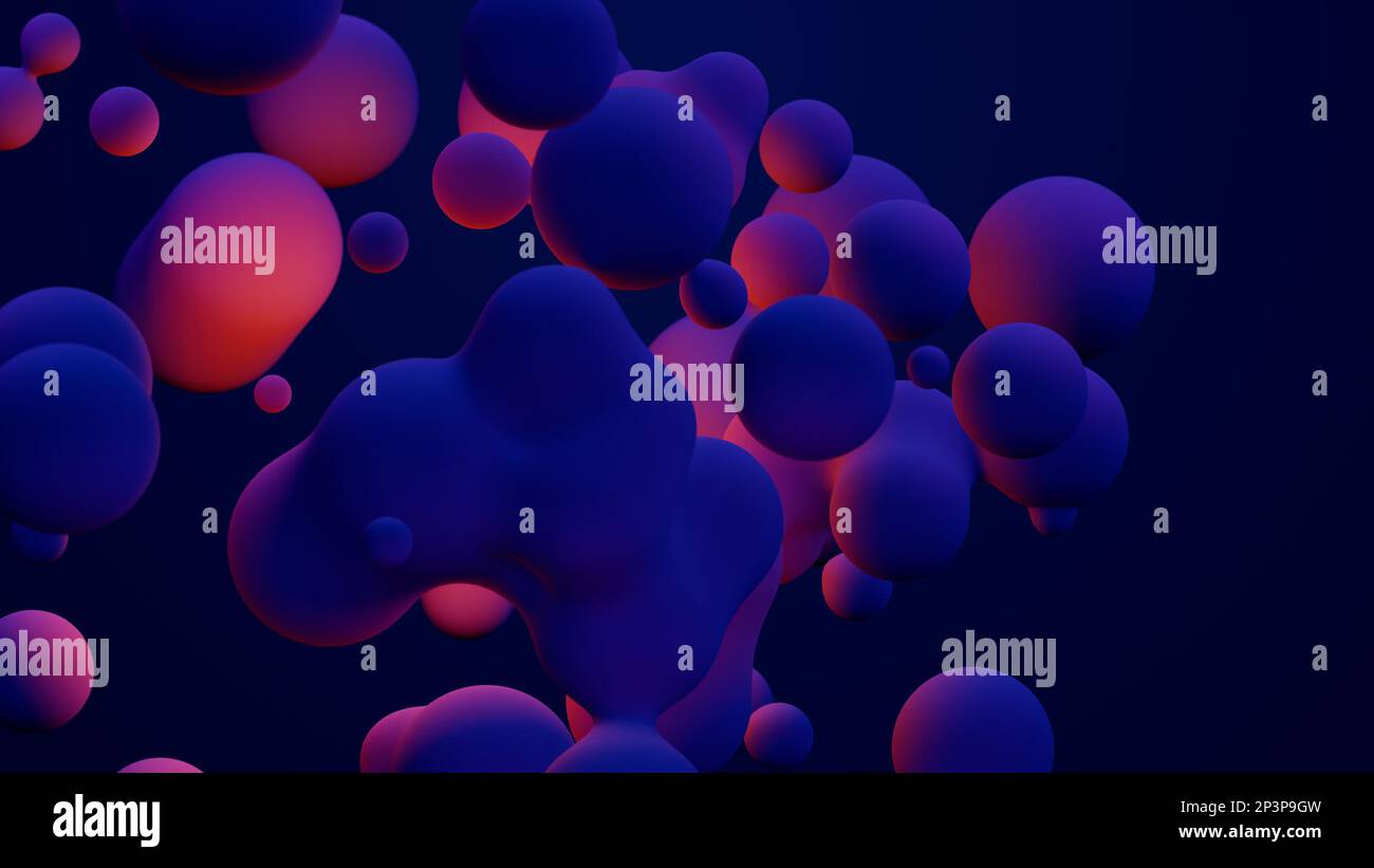 Metaverse 3d render morphing animation pink purple abstract metaball ...