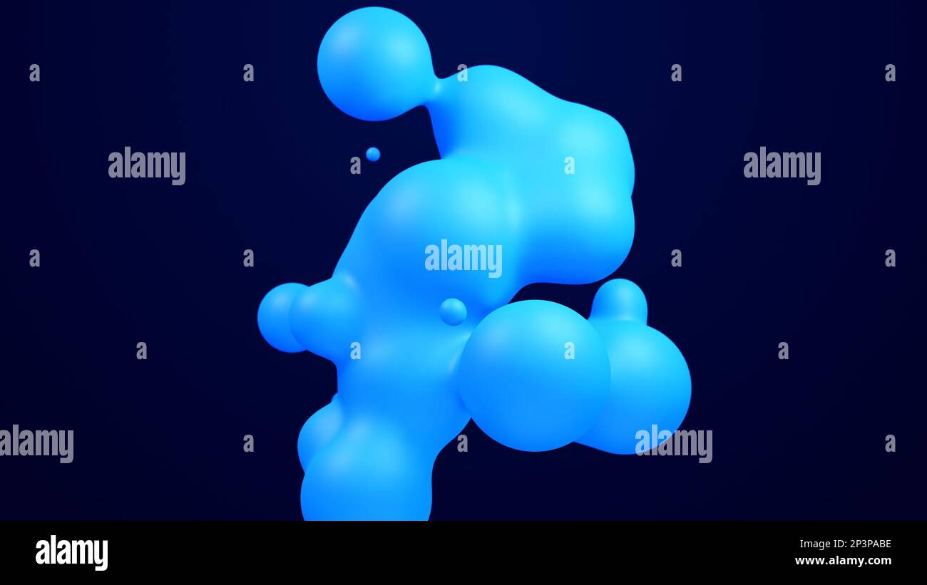 Metaverse 3d abstract background with droplets blue metaball molten wax ...