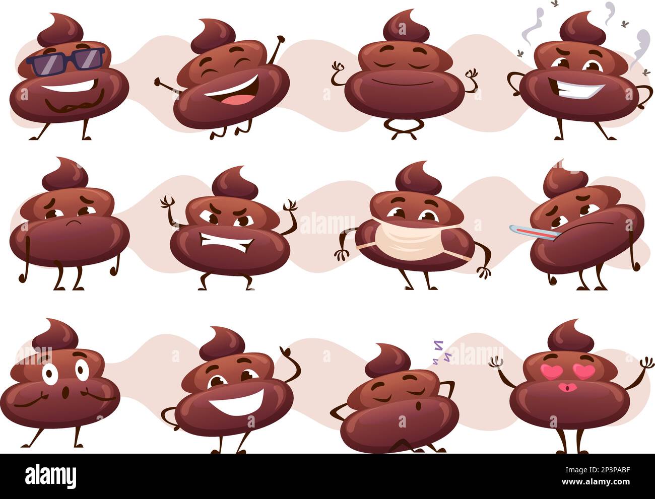 Poop characters. Toilet stylized symbols funny excrement faces exact ...