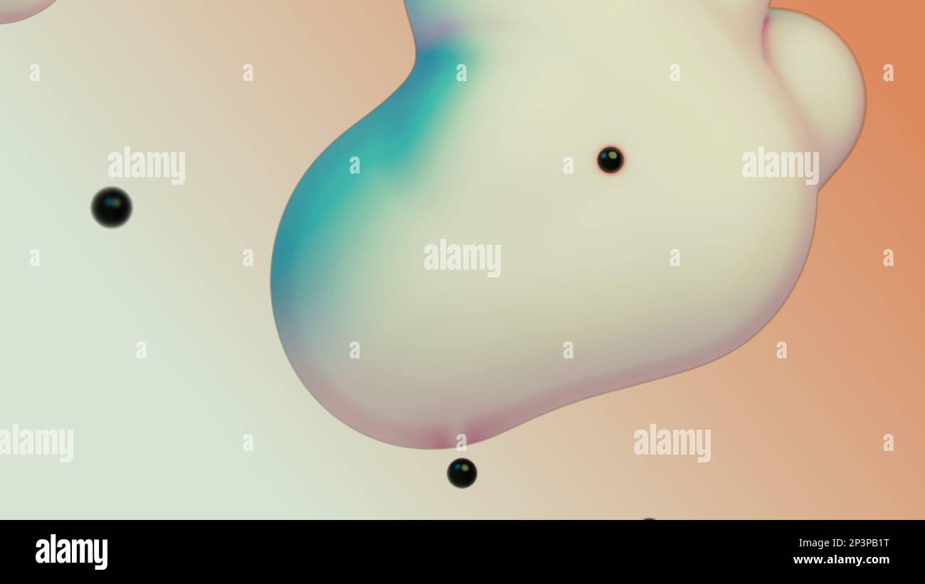 Liquid Fluid Dynamic Abstract Animated White Metaball Floating Spheres Blobs Drops Bubbles In