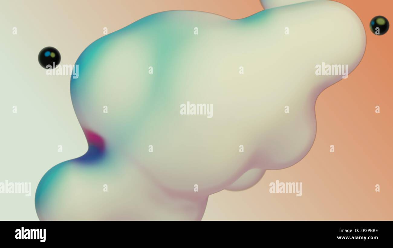 Liquid fluid dynamic abstract animated white metaball floating spheres ...