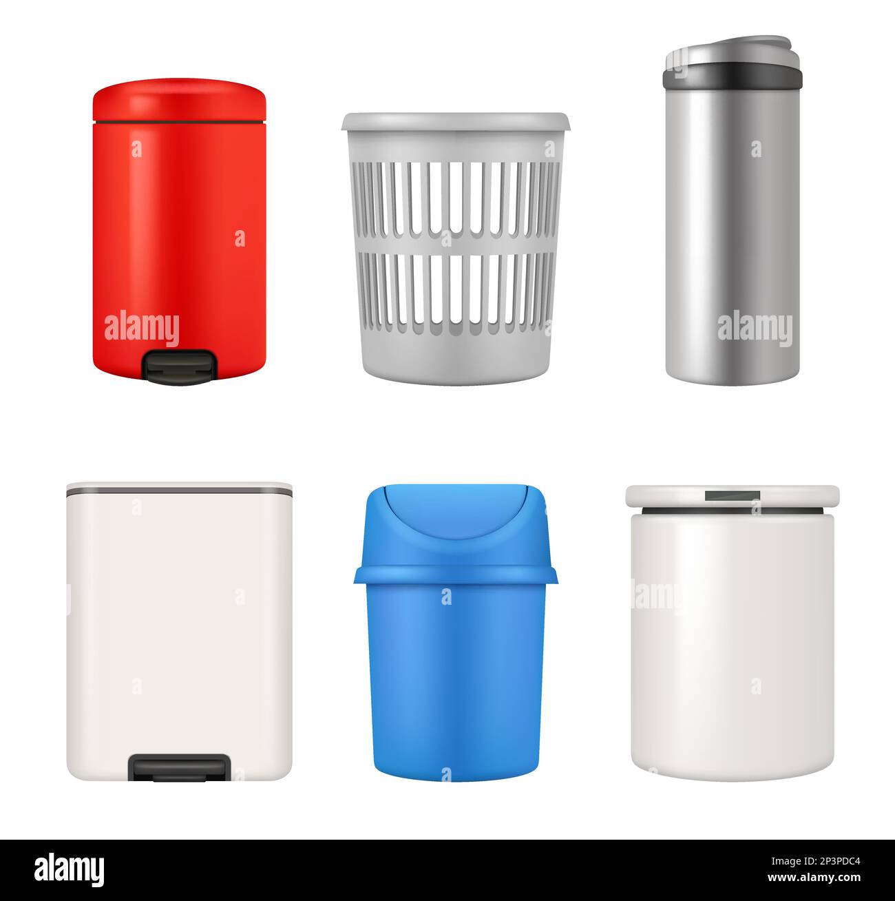 Garbage basket. Realistic set of containers for garbage decent vector ...