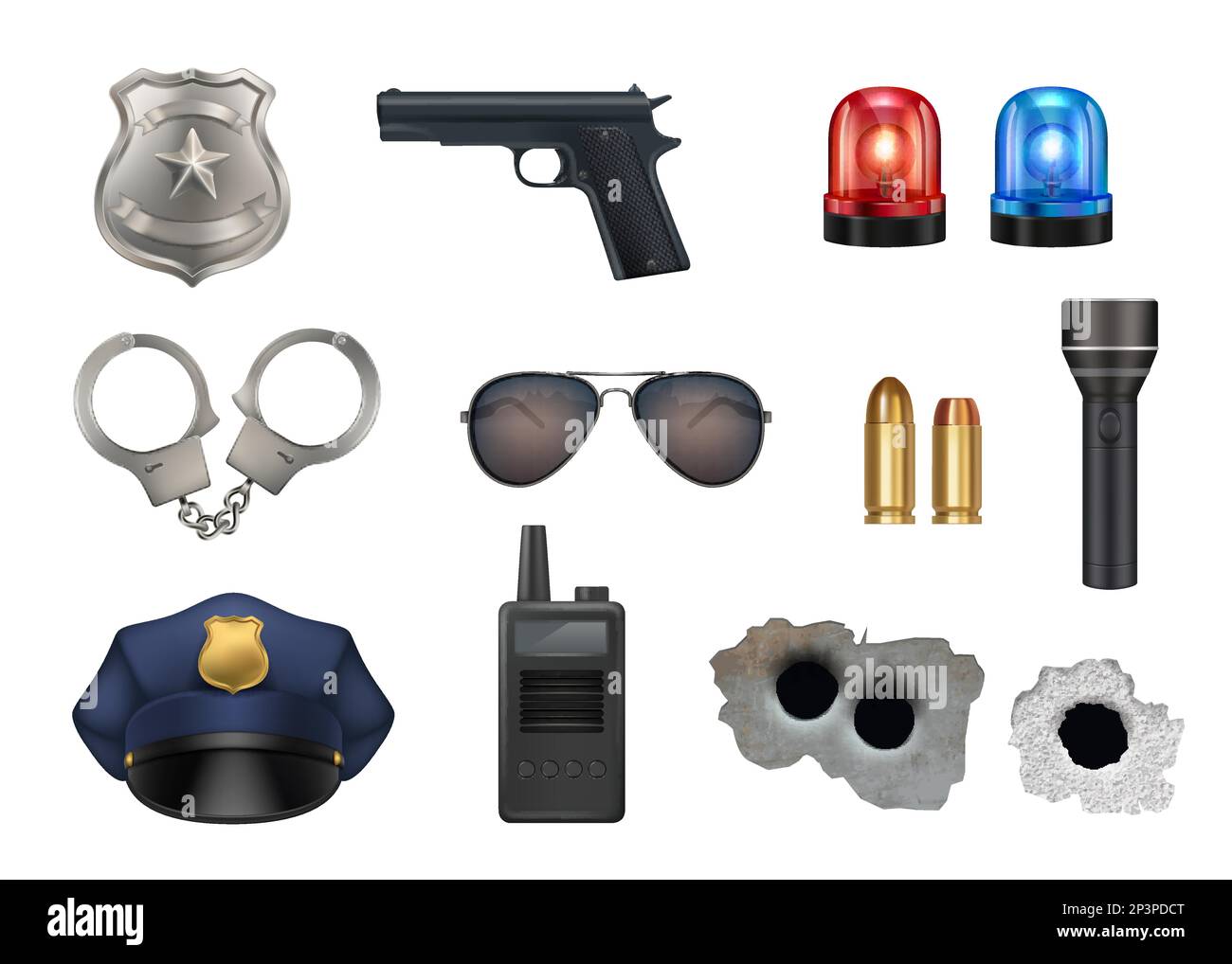Police station. Cap flashing lights weapons equipment for police ...