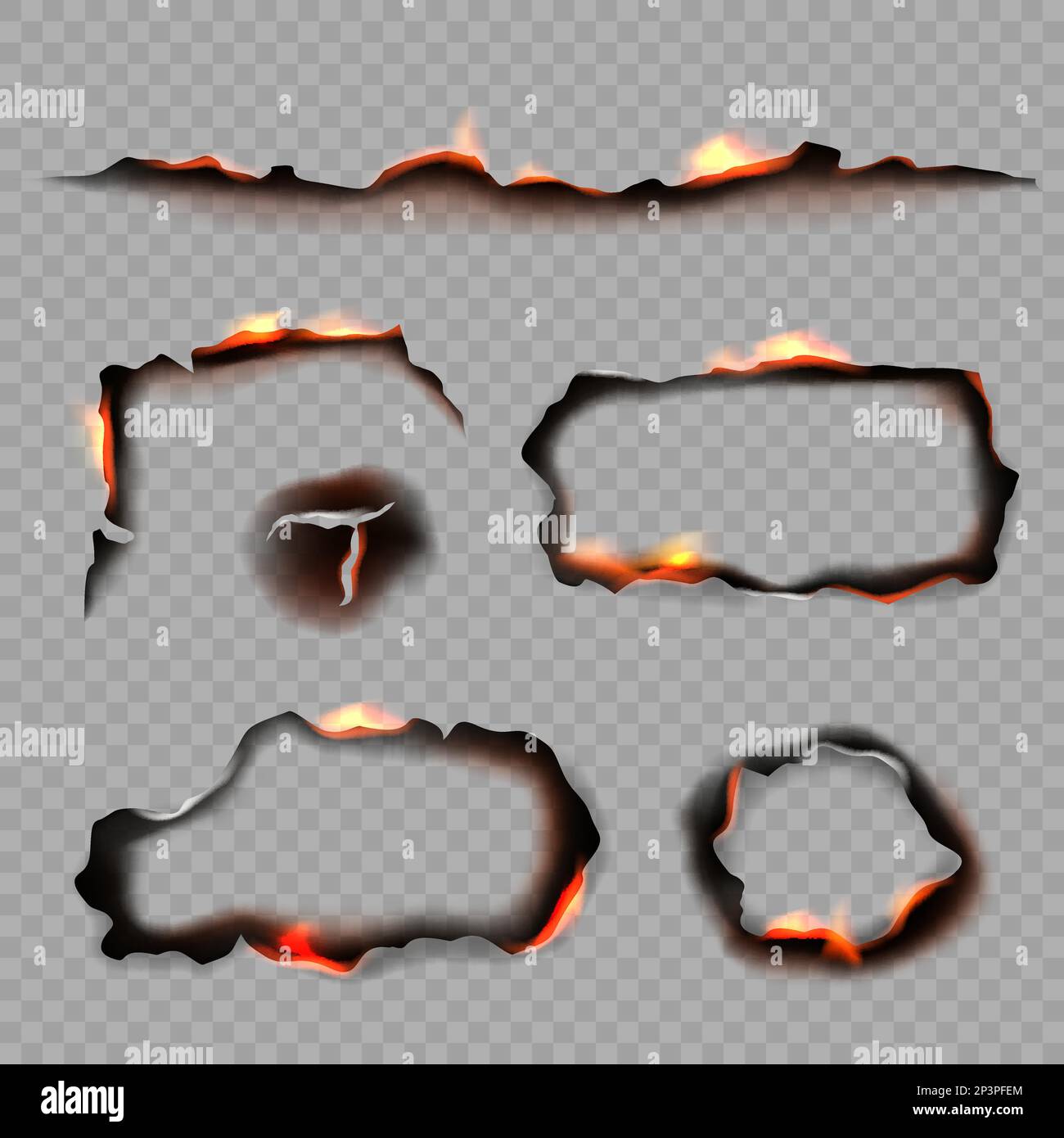 Burn paper. Borders and stripped shapes of burning papers decent vector ...