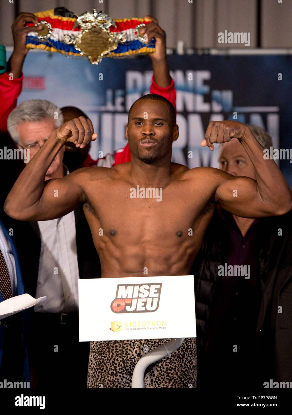 WBC light heavyweight boxing champion Adonis Stevenson raises his arms ...