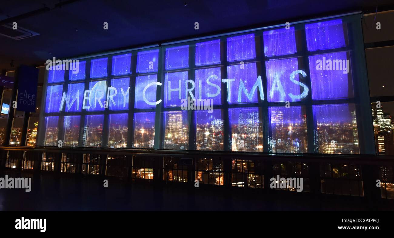 An image is reflected on a screen by 3D project mapping during Tokyo ...