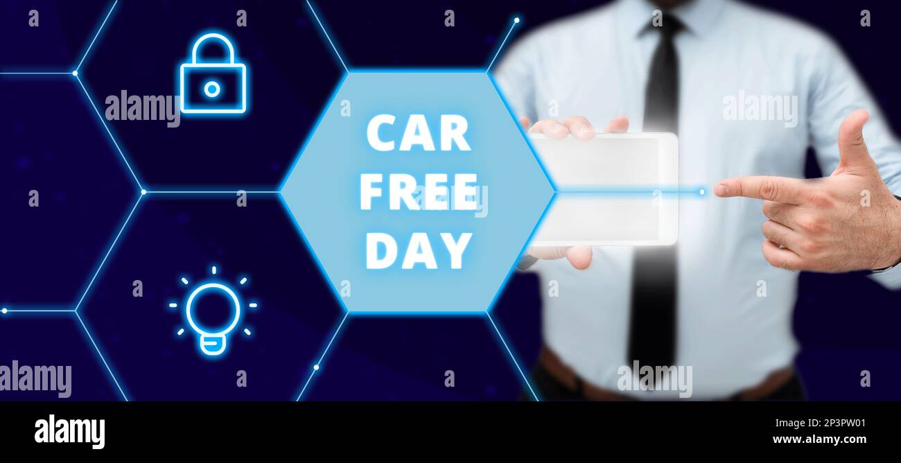 Hand writing sign Car Free Day. Word for Environment protection world ...