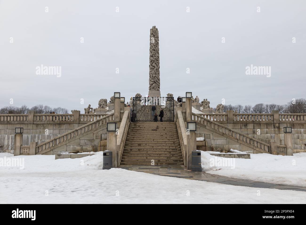 Norway, Oslo - 17 February 2019: View of the monolith in Frogner Park ...