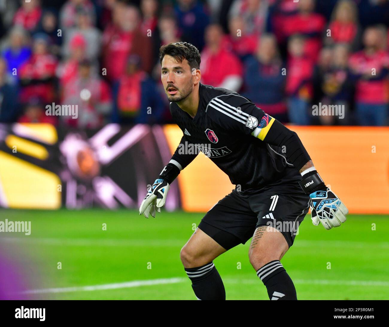 STL City goalkeeper Roman Burki. STLCity SC played their home opener ...