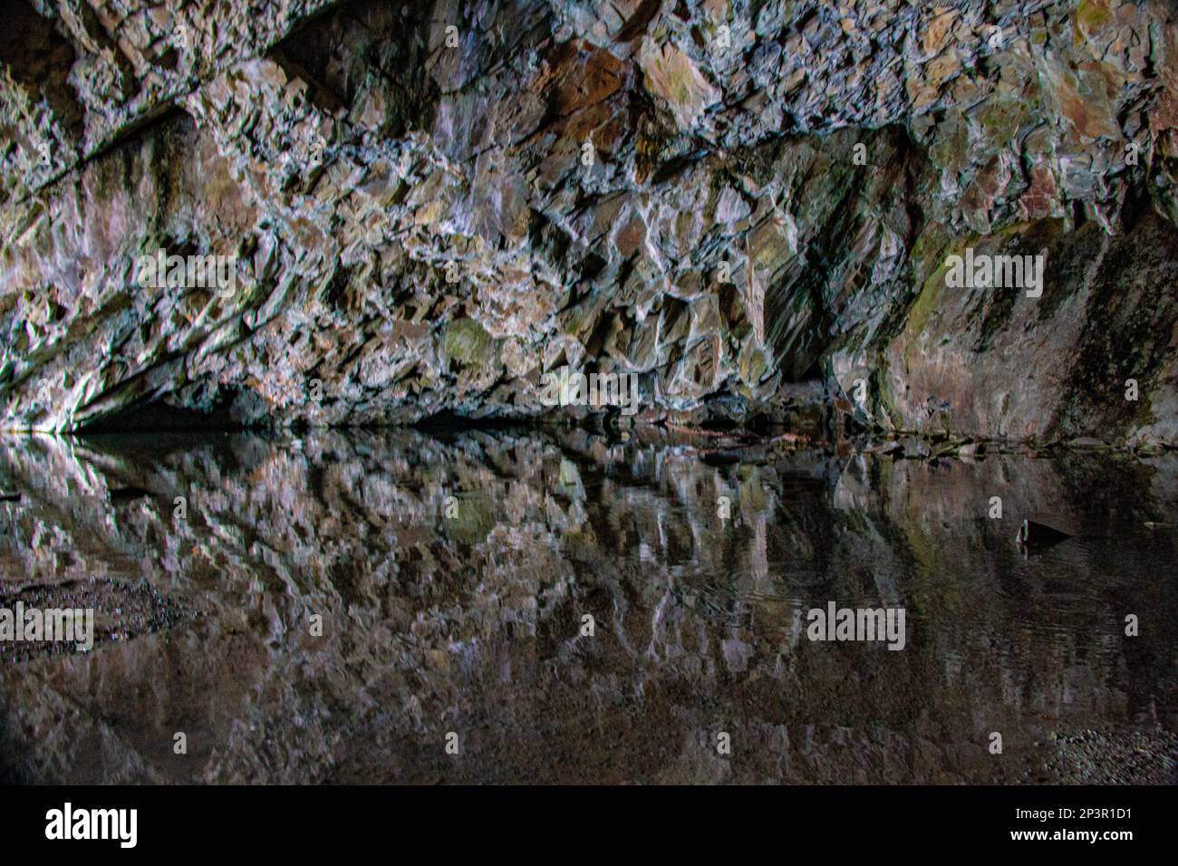 Beautiful man-made Rydal Cave, Rydal Water, Cumbria, United Kingdom ...