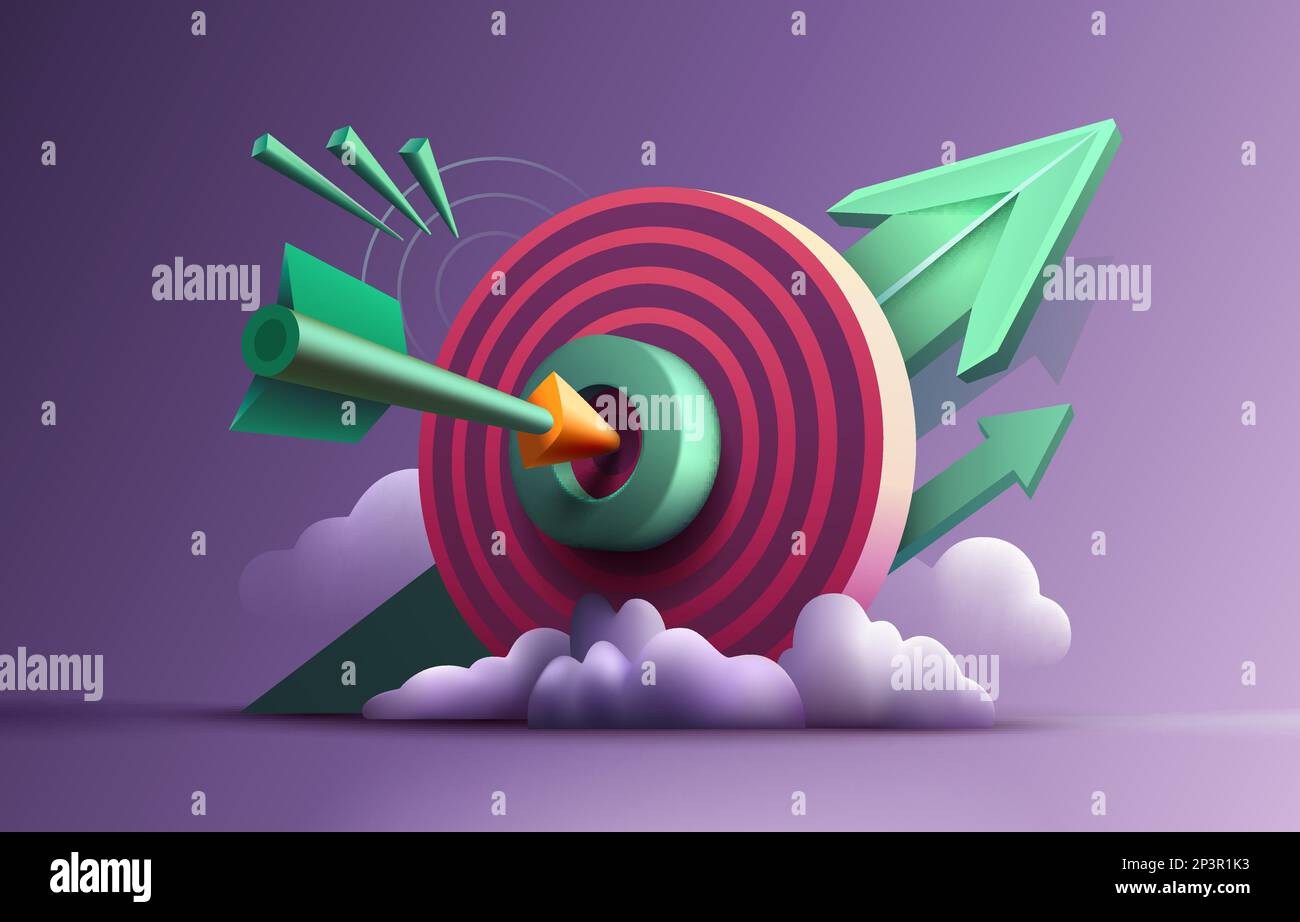 Target landing page, banner business 3d icon. Vector illustration Stock ...