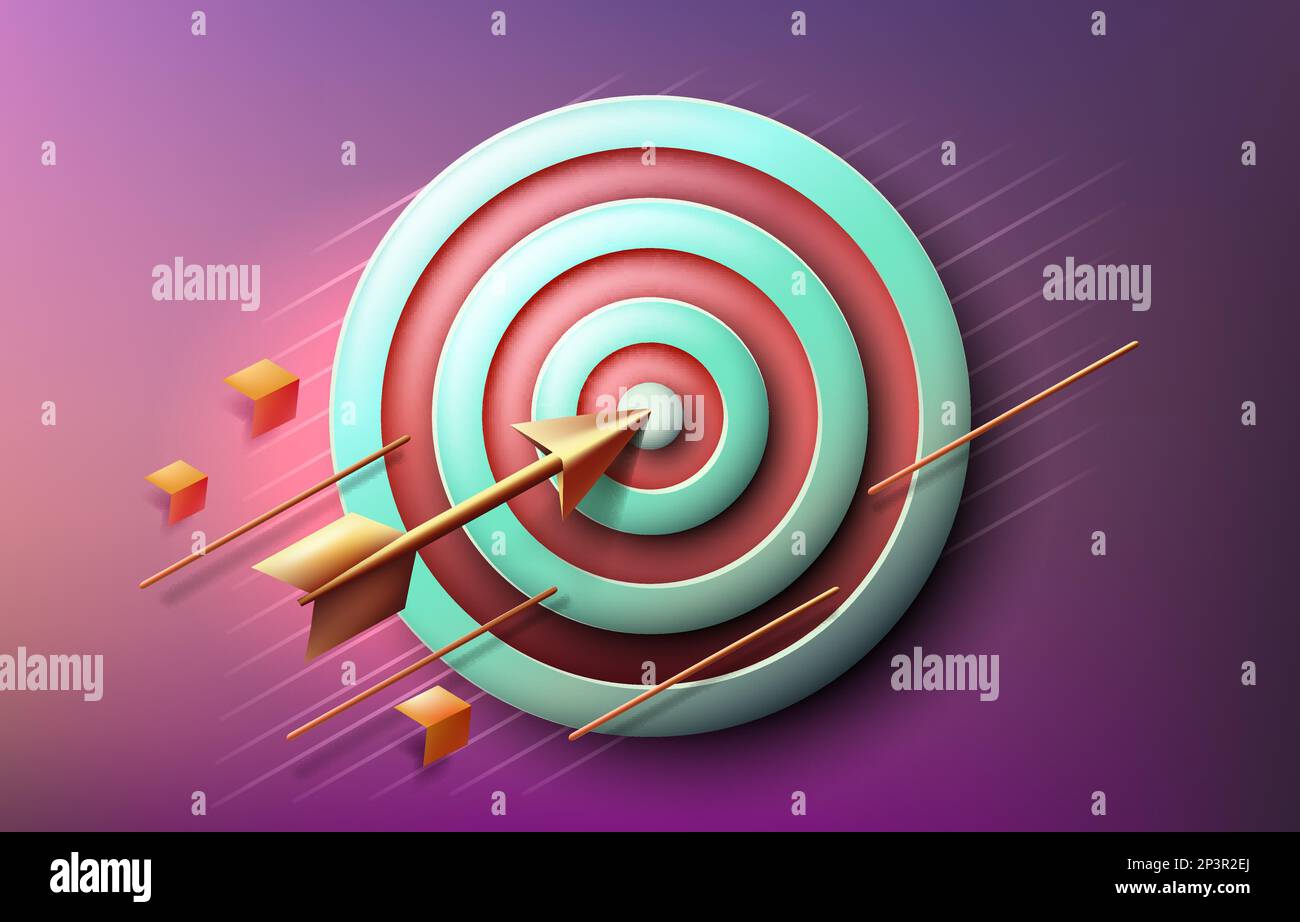 Target landing page, banner business 3d icon. Vector illustration Stock ...