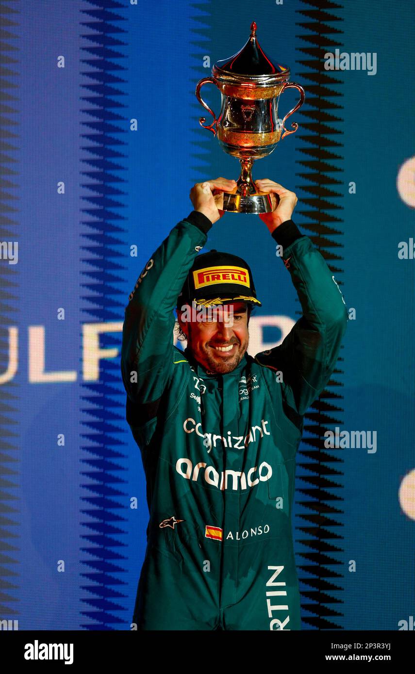 ALONSO Fernando (spa), Aston Martin F1 Team AMR23, portrait podium ...